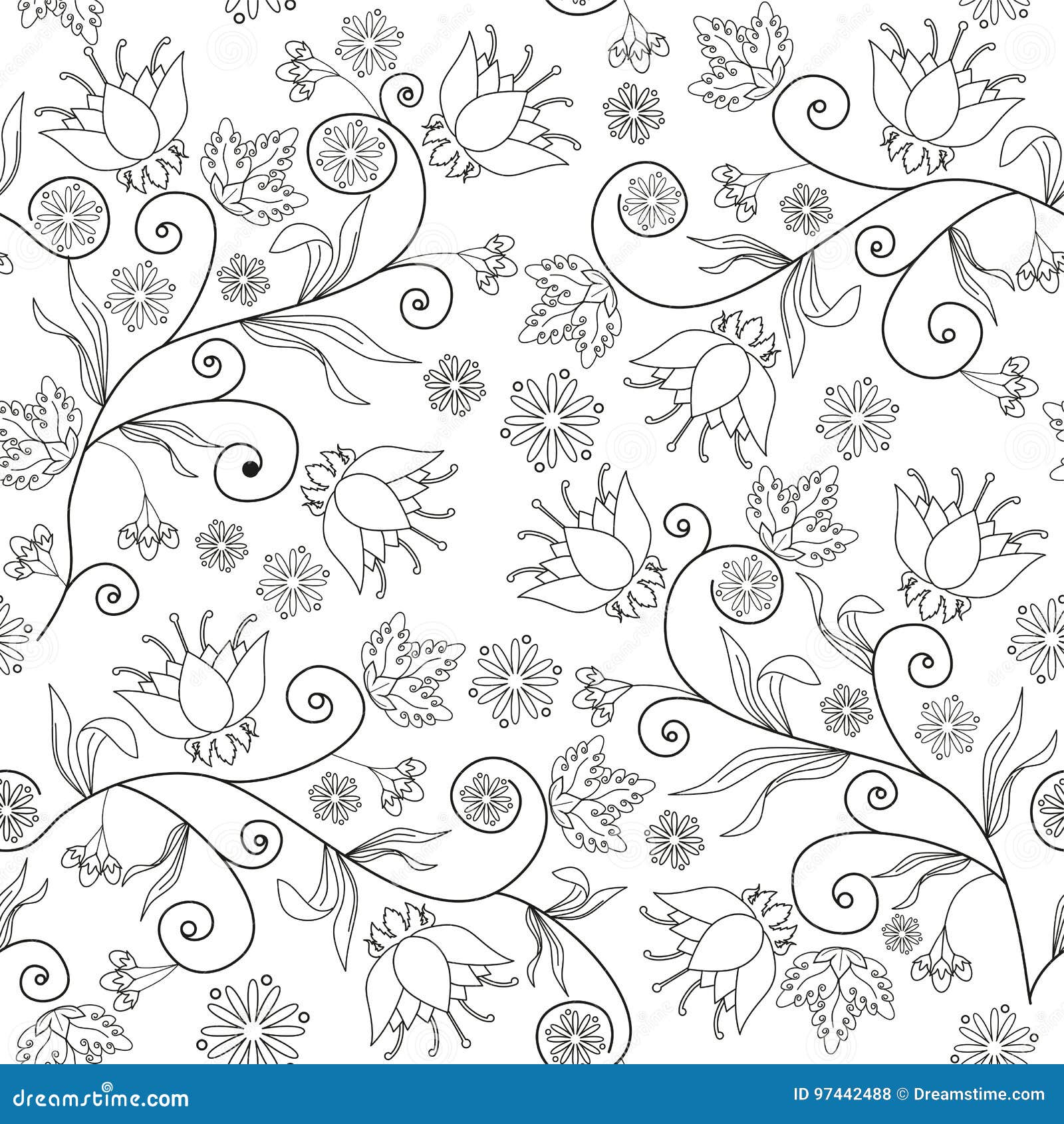 Seamless Flower Texture on White Background Stock Illustration ...