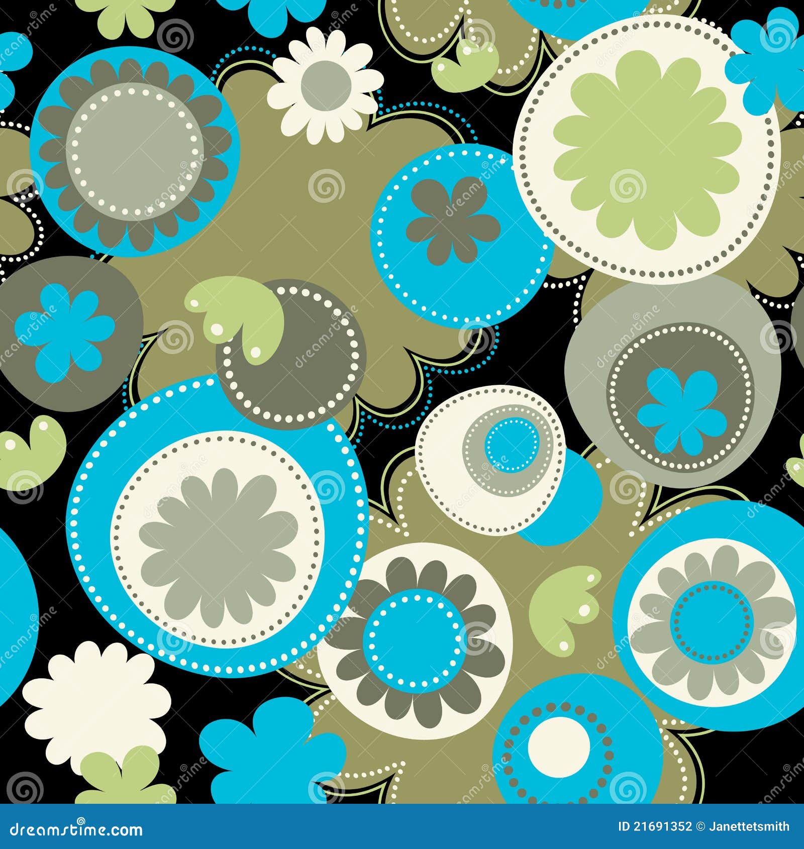 Seamless Flowers and Dots Pattern Stock Vector - Illustration of colors ...