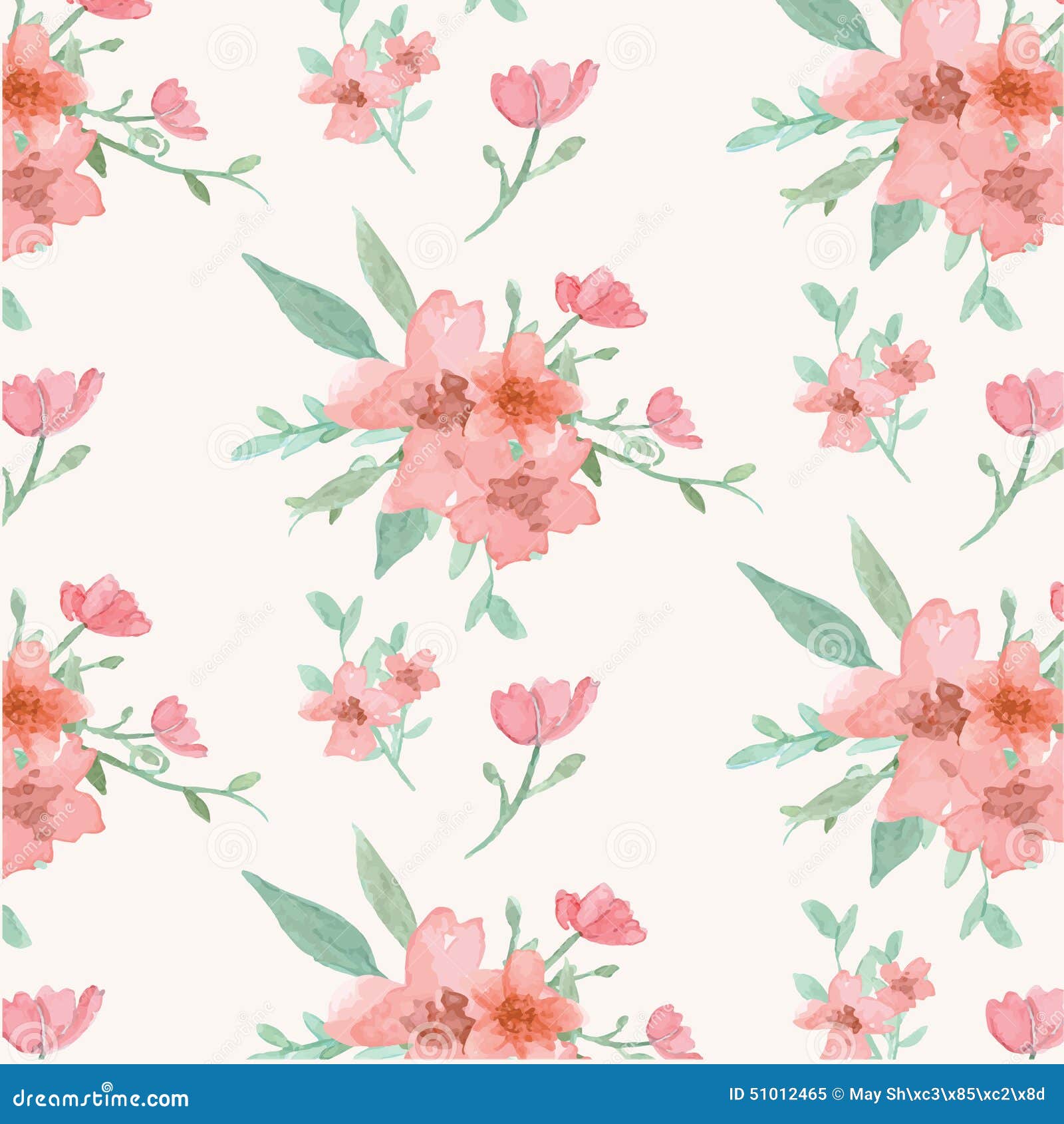 Seamless Flowers And Leaves Pattern Royalty-Free Stock Photo ...