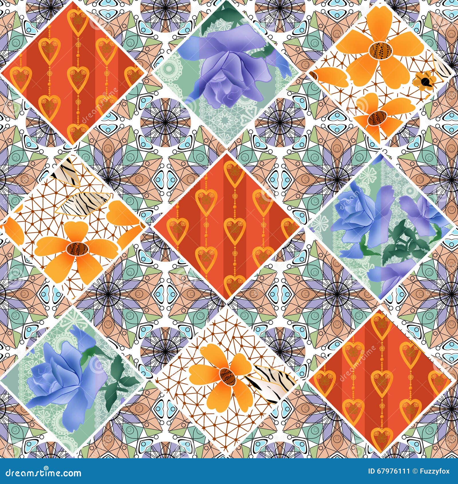 Seamless Flowers Pattern Patchwork Background Stock Illustration ...