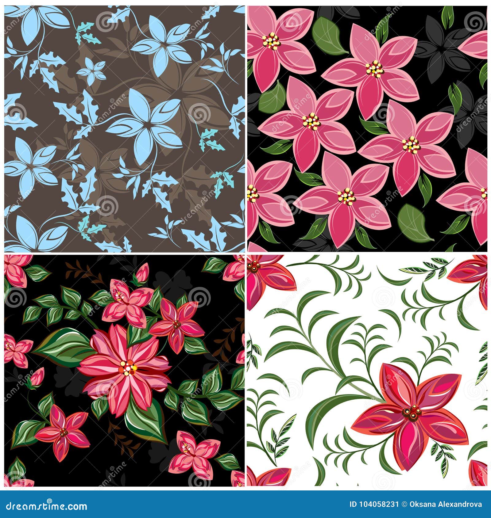 Seamless flowers pattern stock vector. Illustration of feminine - 104058231