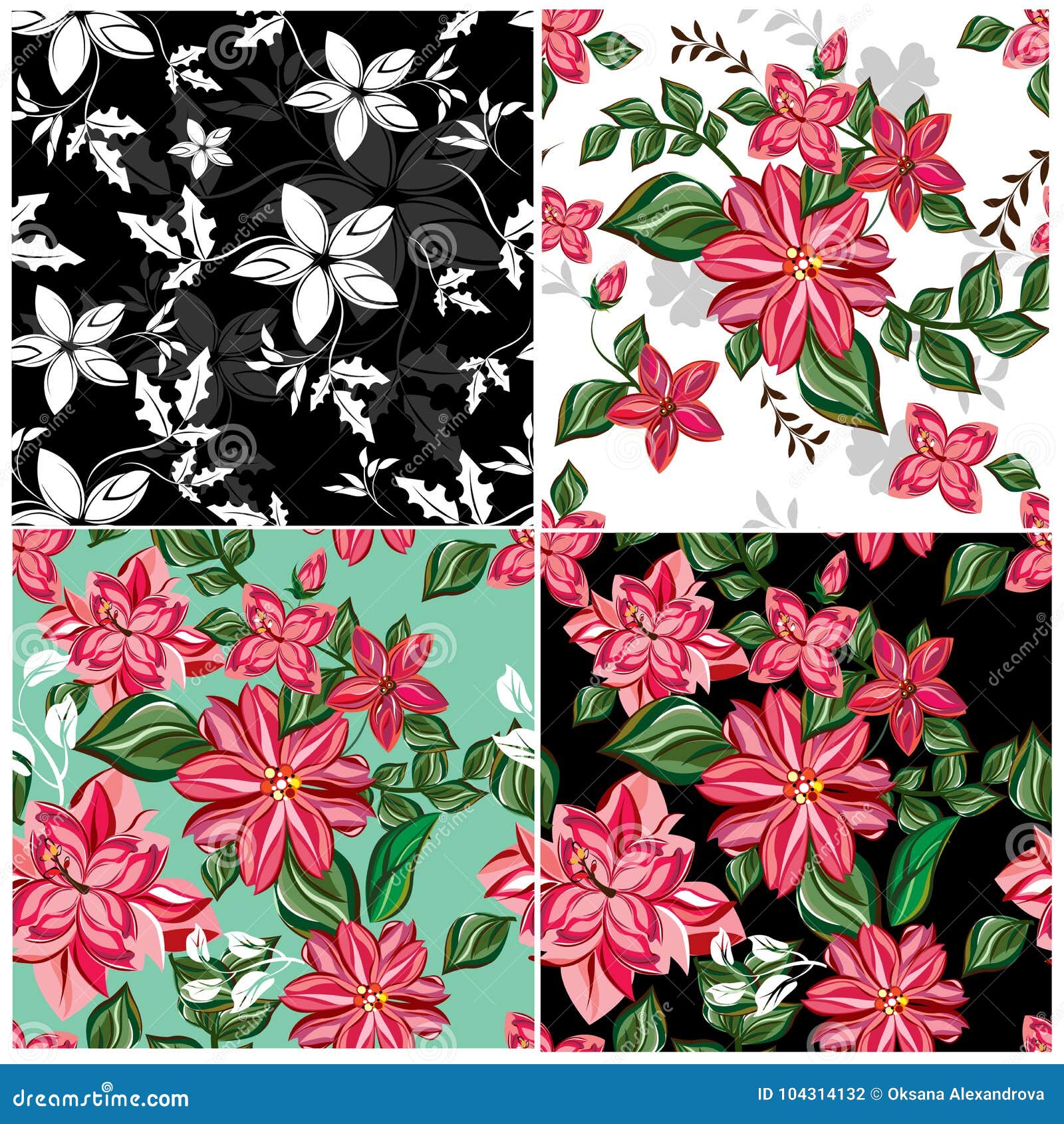 Seamless flowers pattern stock vector. Illustration of abstract - 104314132
