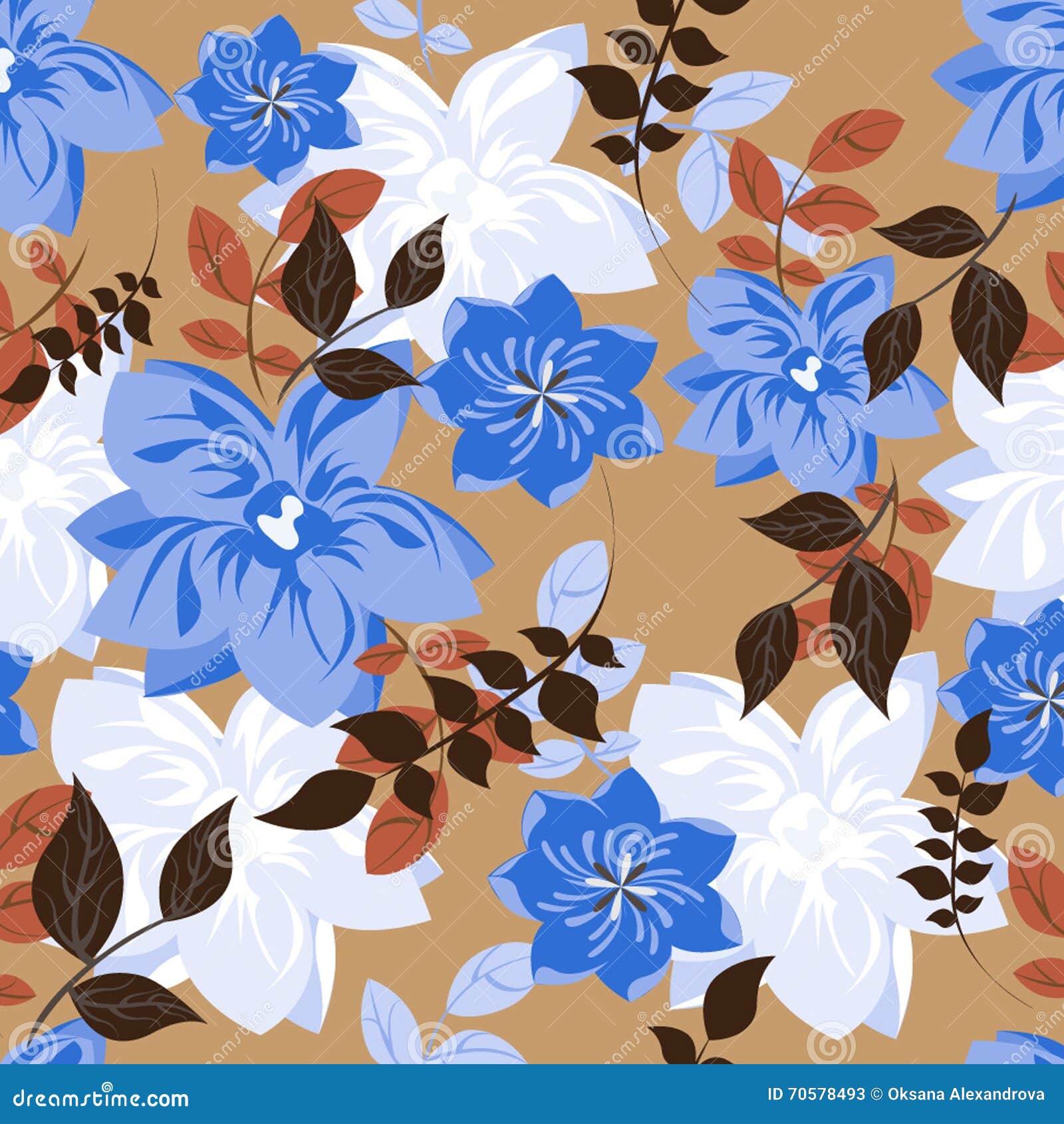 Seamless flowers pattern stock vector. Illustration of nature - 70578493