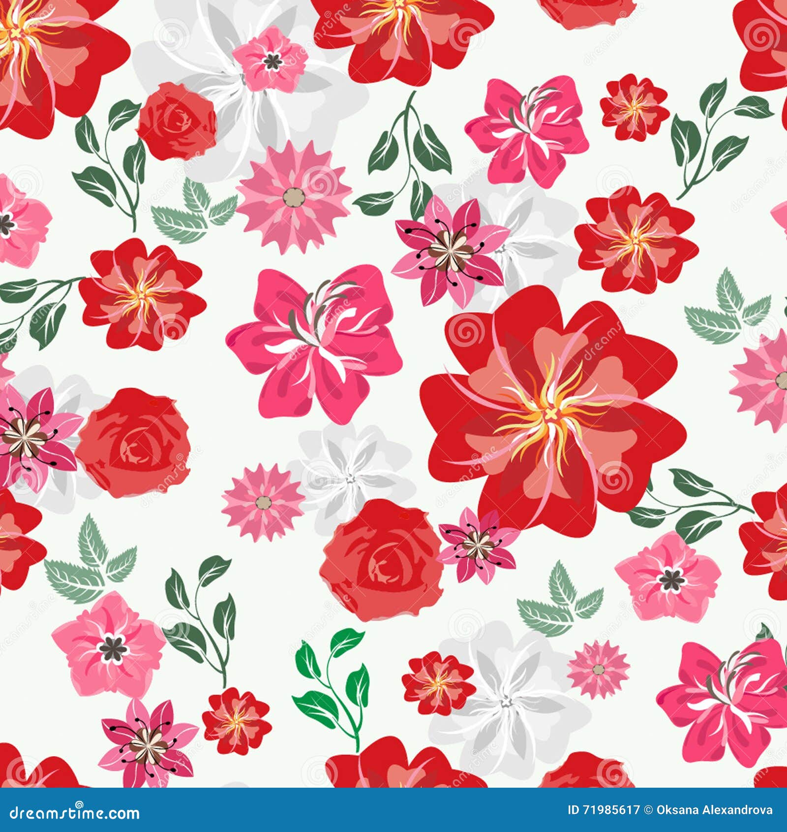 Seamless flowers pattern stock vector. Illustration of botanical - 71985617