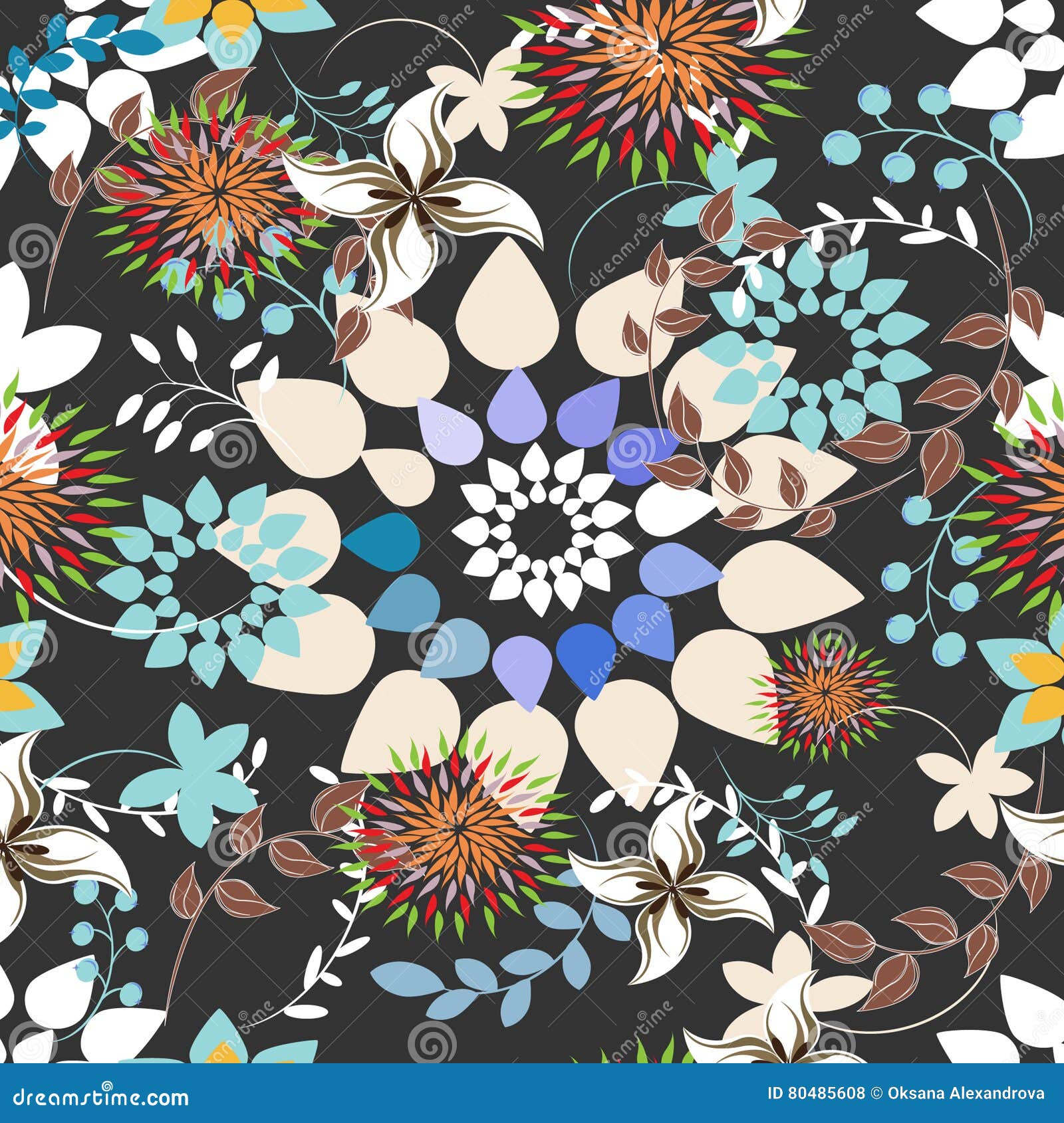 Seamless flowers pattern stock vector. Illustration of botanical - 80485608