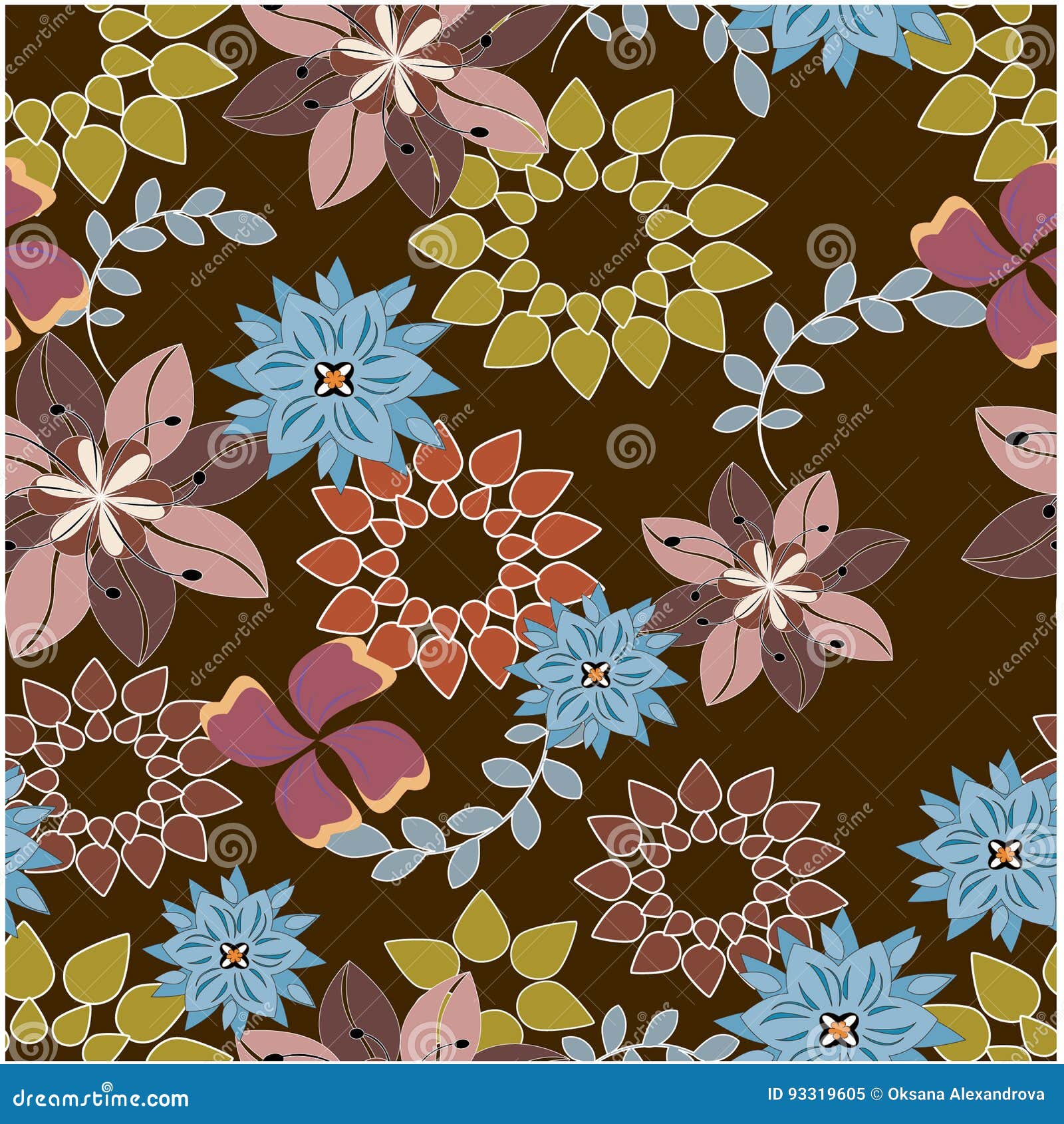 Seamless flowers pattern stock vector. Illustration of pattern - 93319605