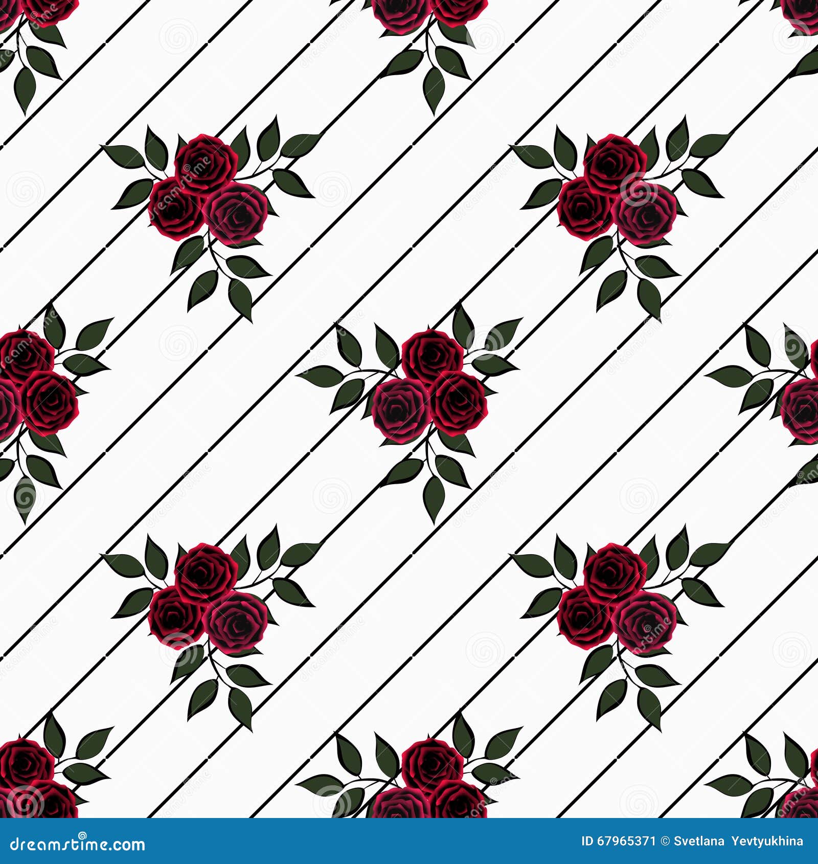 Seamless Flowers of Red Roses Pattern on White Background Stock ...