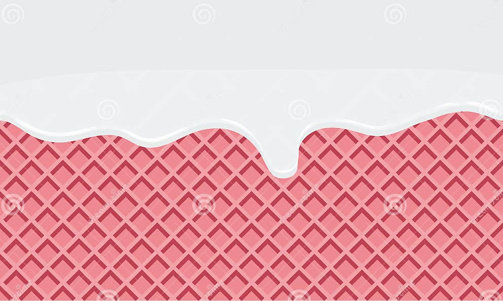Seamless Flowing Milk On Wafer Texture Sweet Food Background Stock
