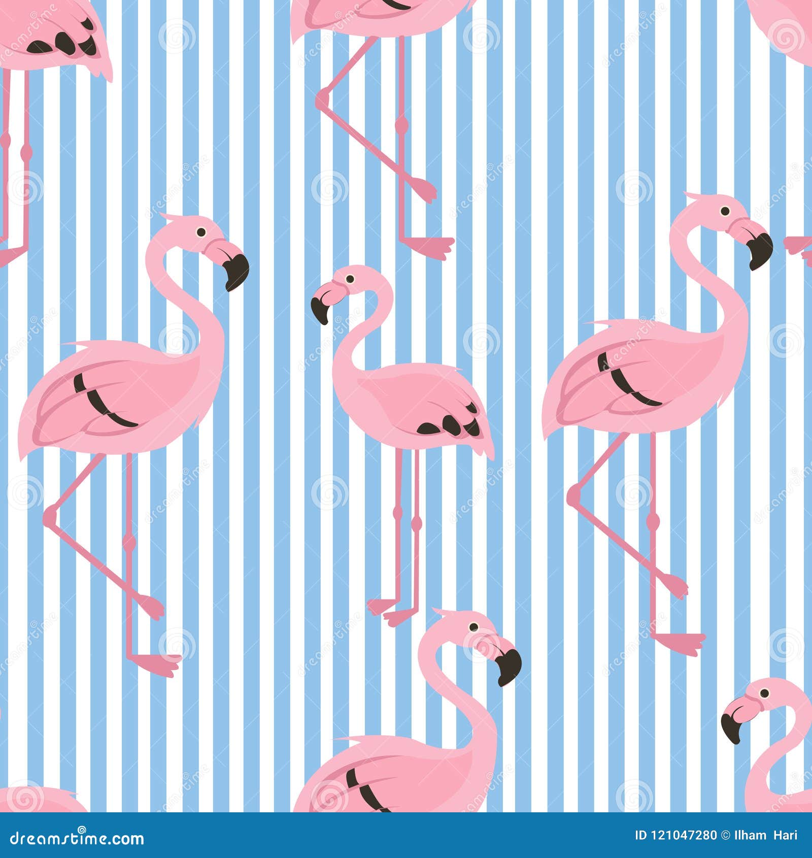 Seamless Flying Flamingo Pattern in Vector Stock Illustration ...