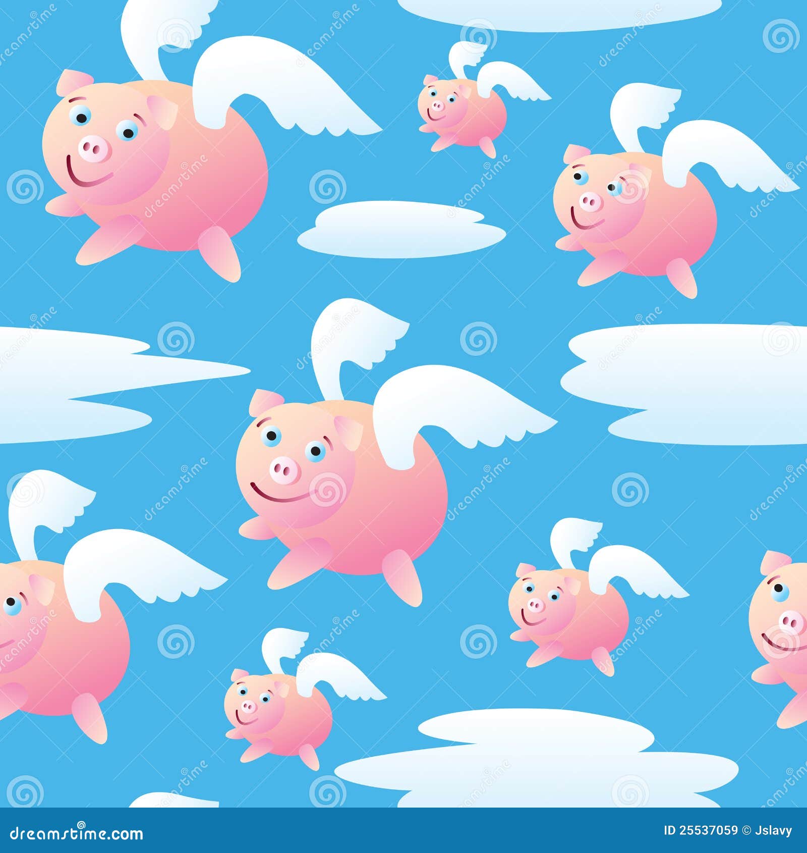Seamless Flying Pigs stock illustration. Illustration of seamless ...