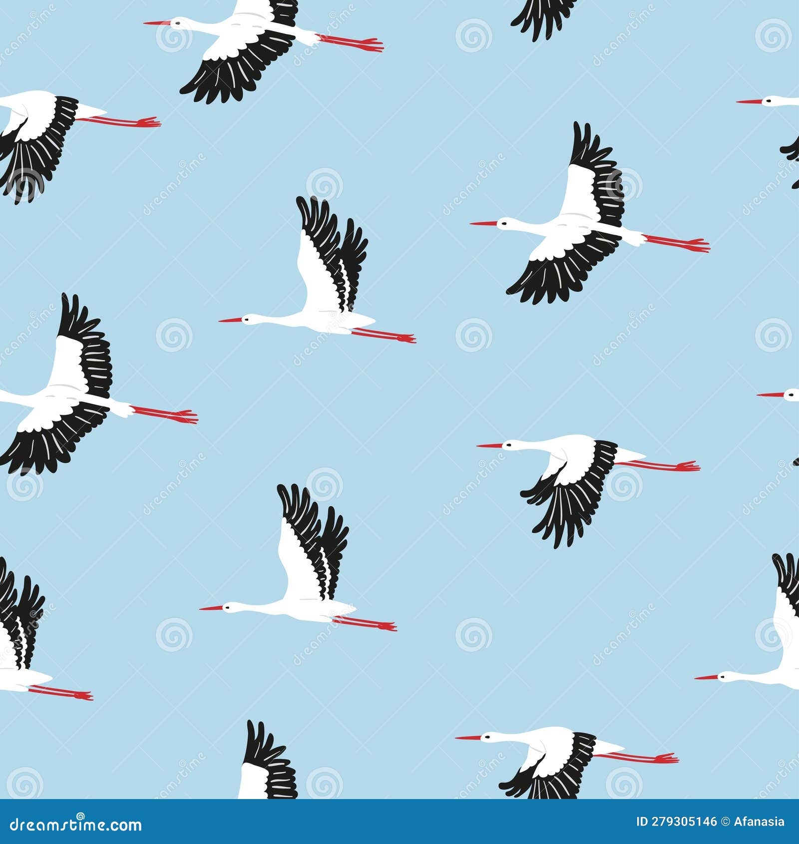 Stork Birds Vector Illustration. Set Of Standing And Flying White ...