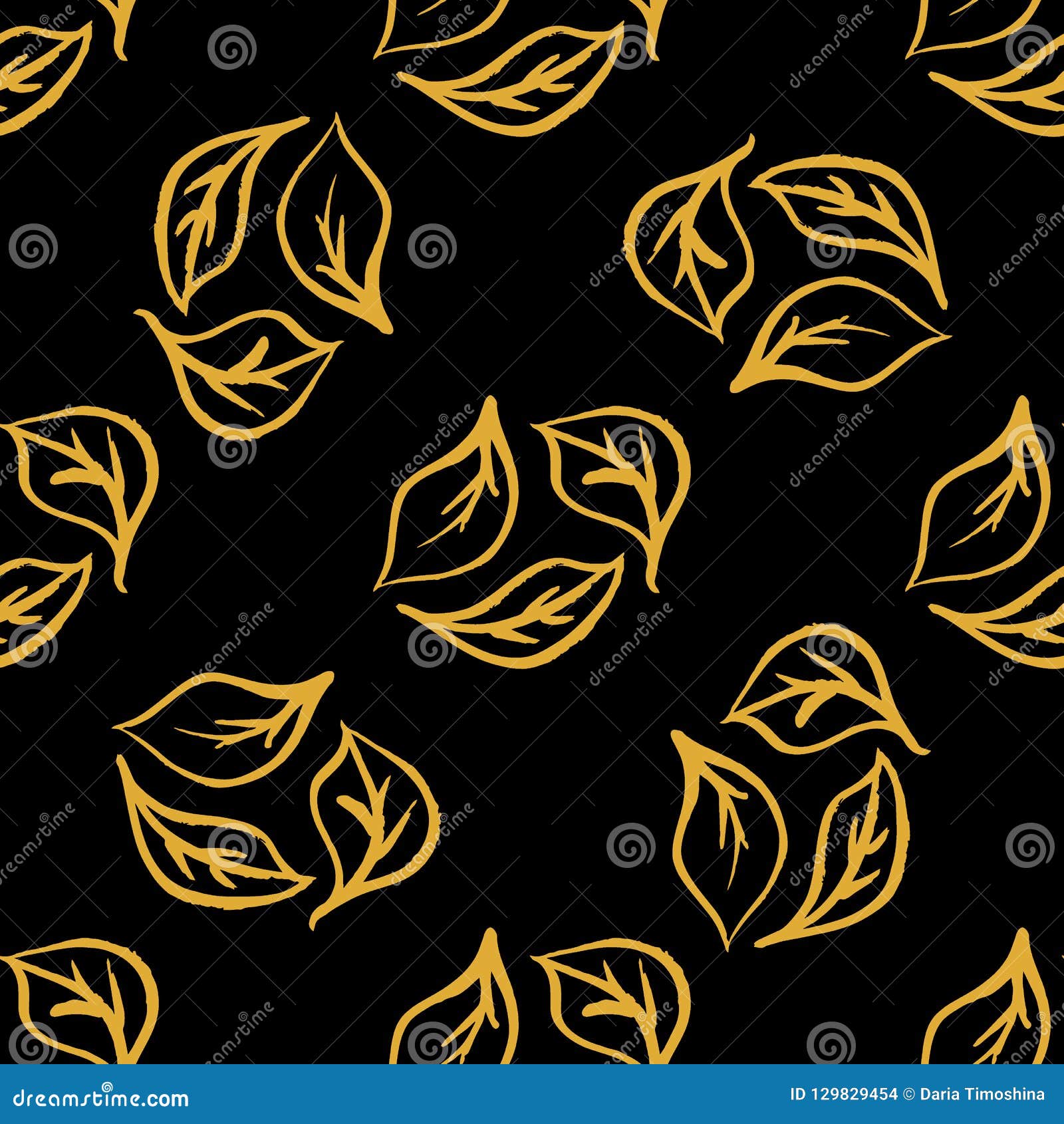 Seamless Foliage Pattern. Gold Leaf Vector Background Stock Vector ...