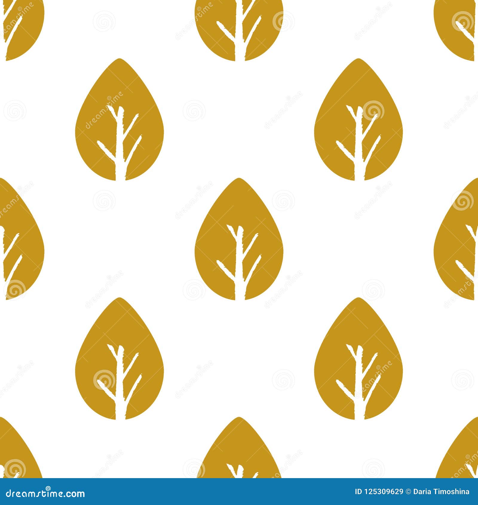 Seamless Foliage Pattern. Gold Leaf Vector Background Stock Vector ...