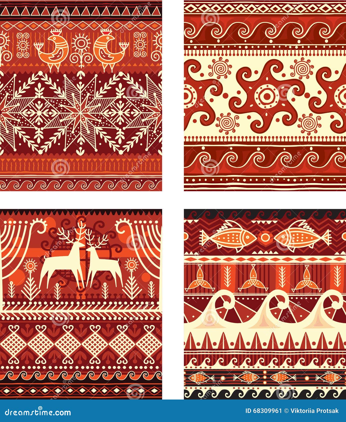 Seamless Folk Ornament Texture Stock Vector - Illustration of geometric ...