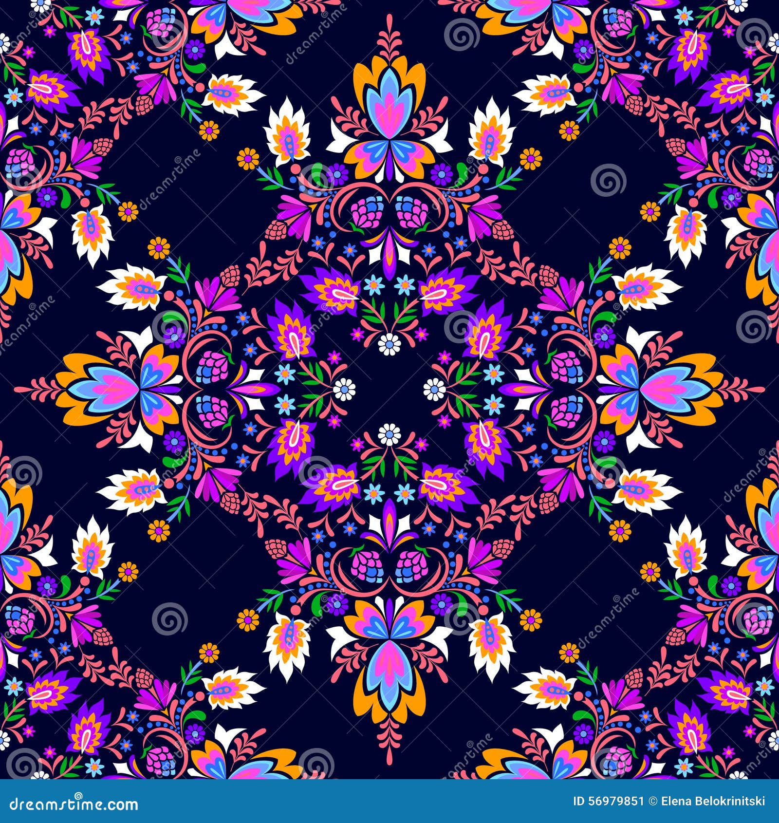 Seamless folk pattern stock illustration. Illustration of ethnic - 56979851