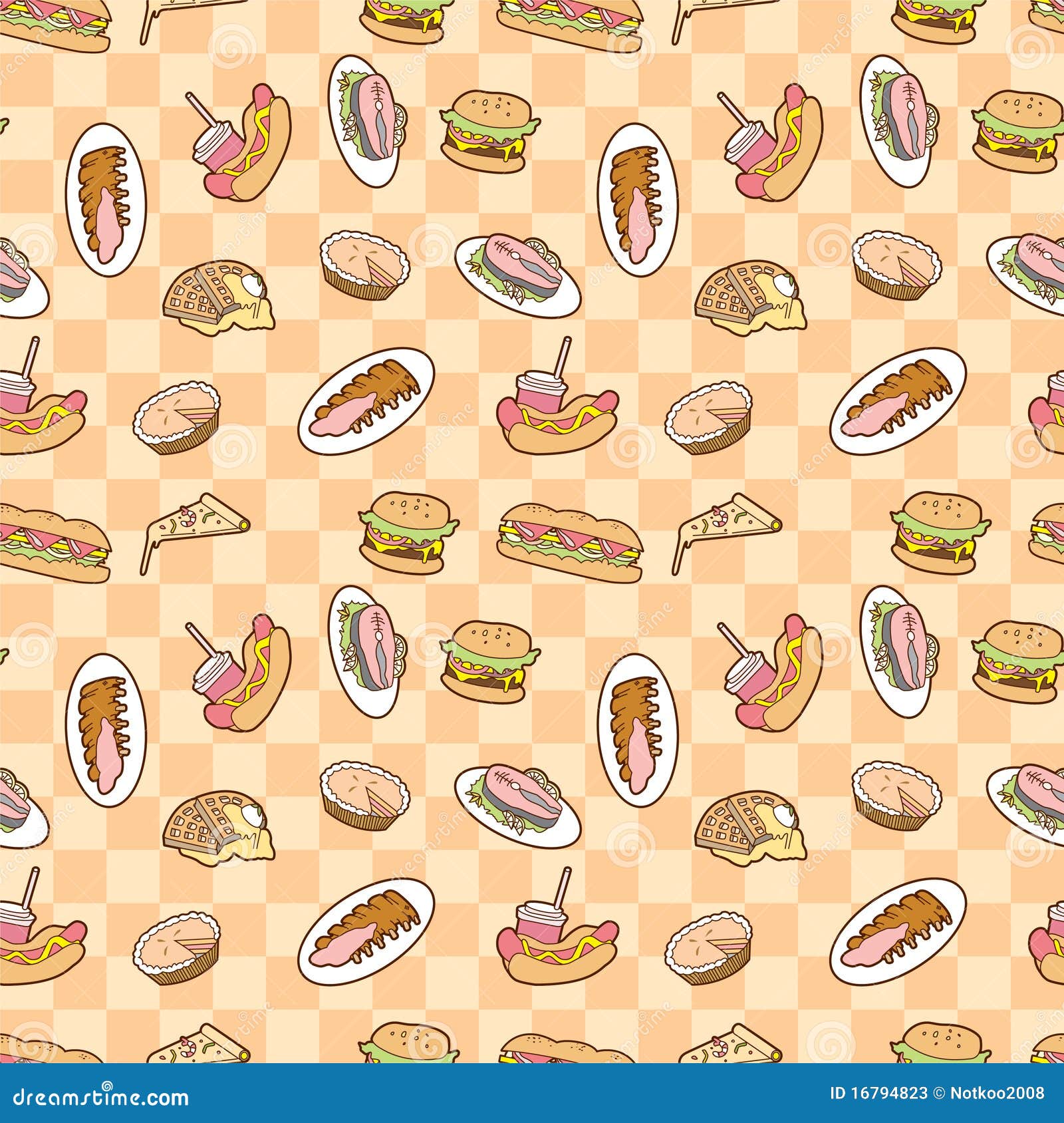 Seamless Food Pattern Cartoon Vector | CartoonDealer.com #75105159