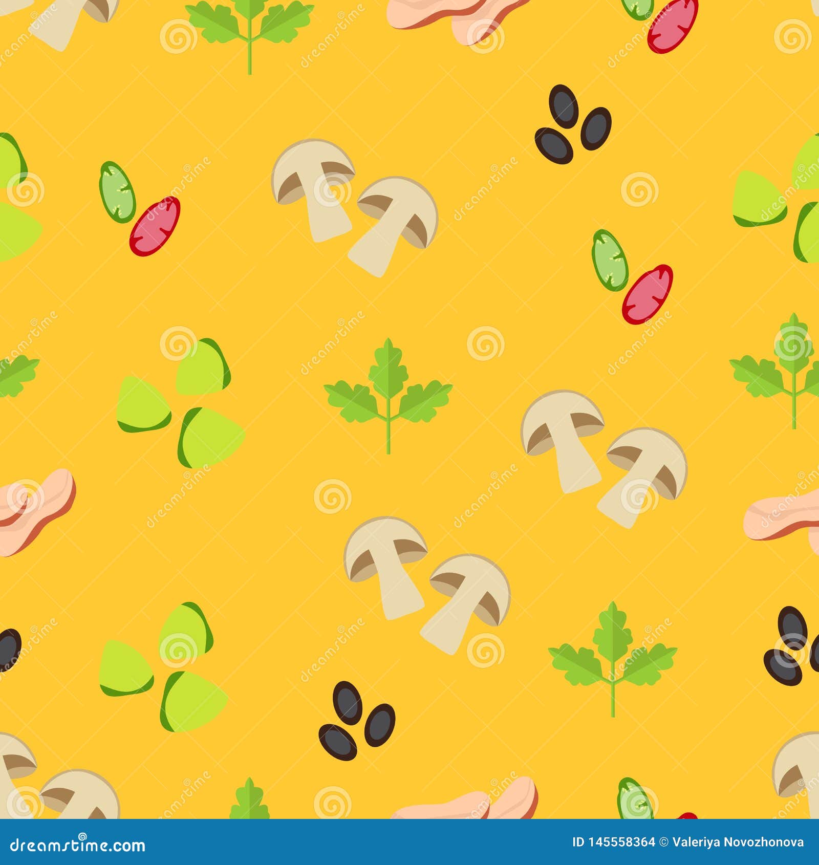Seamless Food Pattern. Flat Food Seamless Pattern Stock Illustration ...