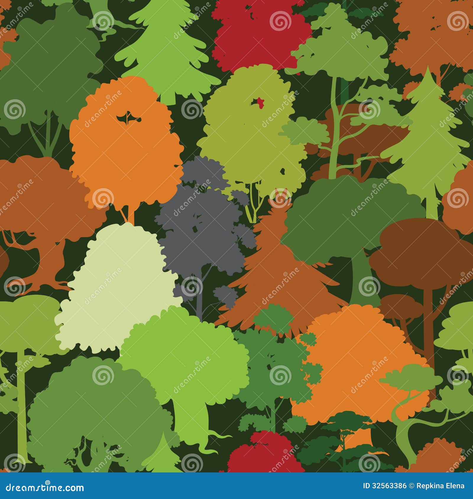 Seamless forest pattern stock vector. Illustration of plant - 32563386