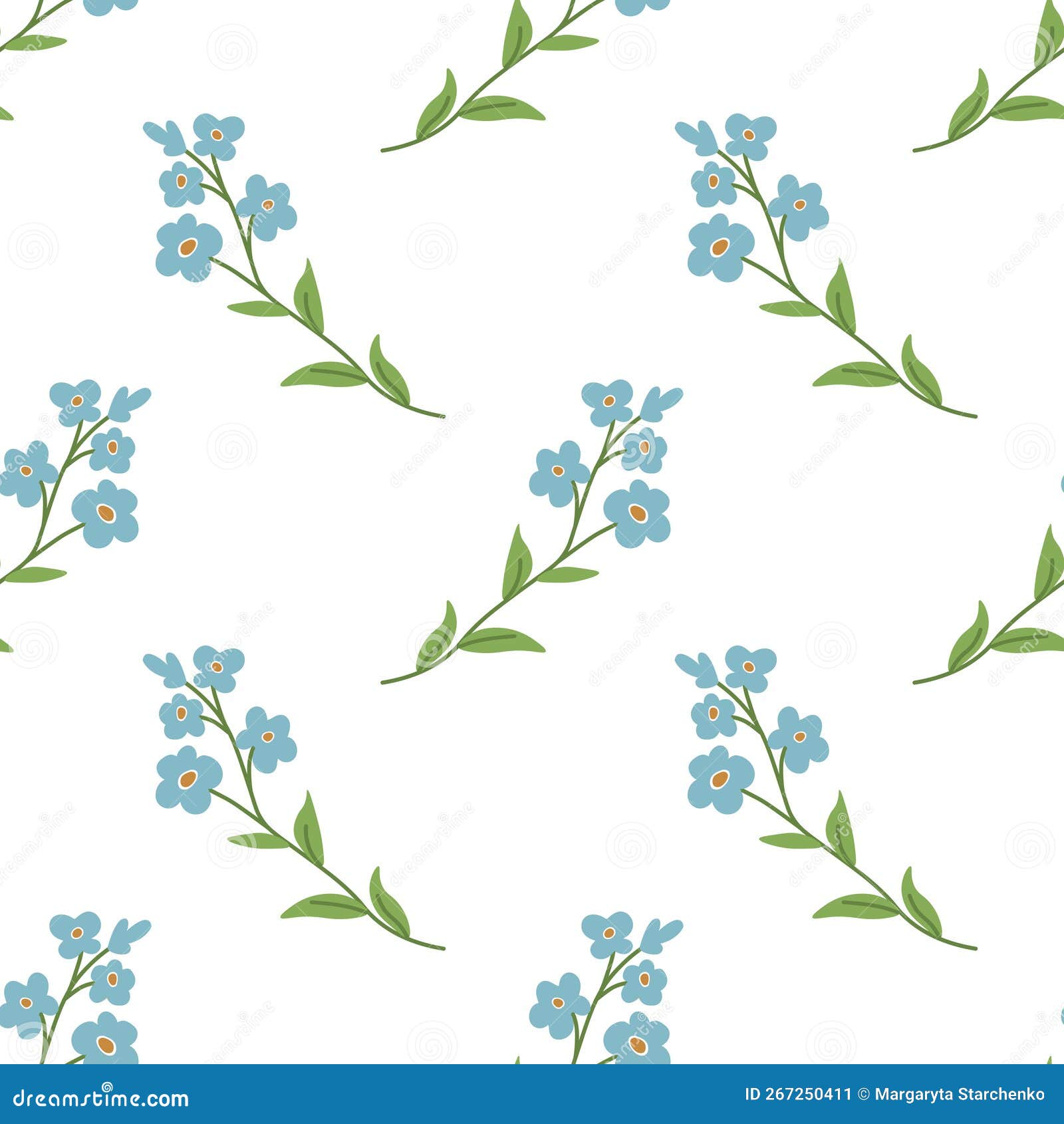 Seamless Forget-me-not Pattern Stock Vector - Illustration of ornament ...