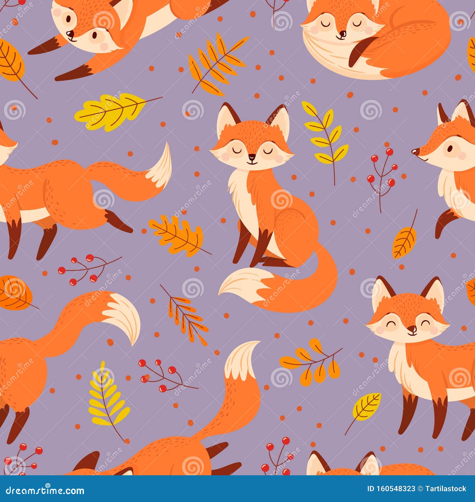 Seamless Foxes Pattern. Autumn Fox, Cute Orange Animal Cartoon Vector ... Seamless Foxes Pattern. Autumn Fox, Cute Orange Animal Cartoon Vector ...