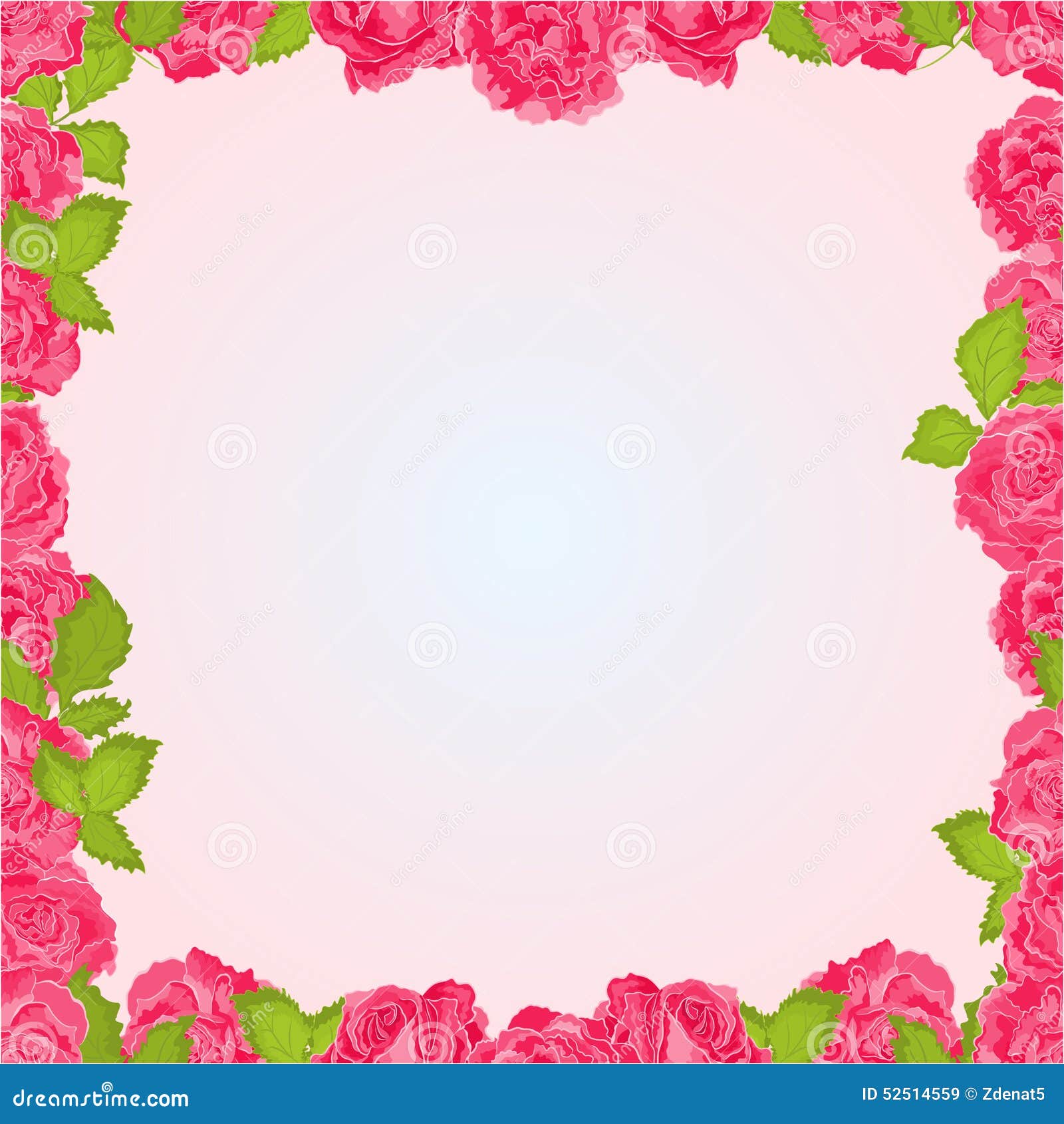 Seamless Frame of Pink Roses Vector Stock Vector - Illustration of ...