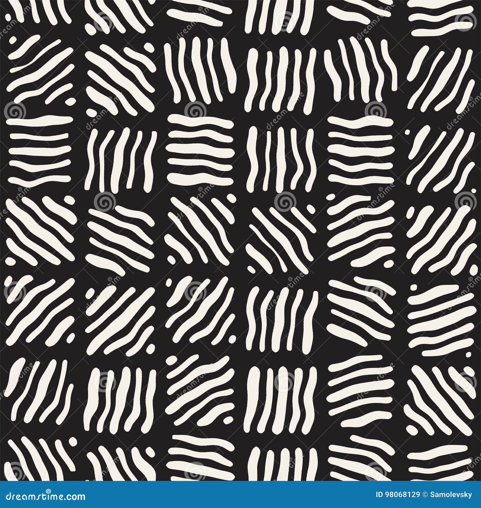 Seamless Freehand Pattern. Vector Abstract Rough Lines Background. Hand ...