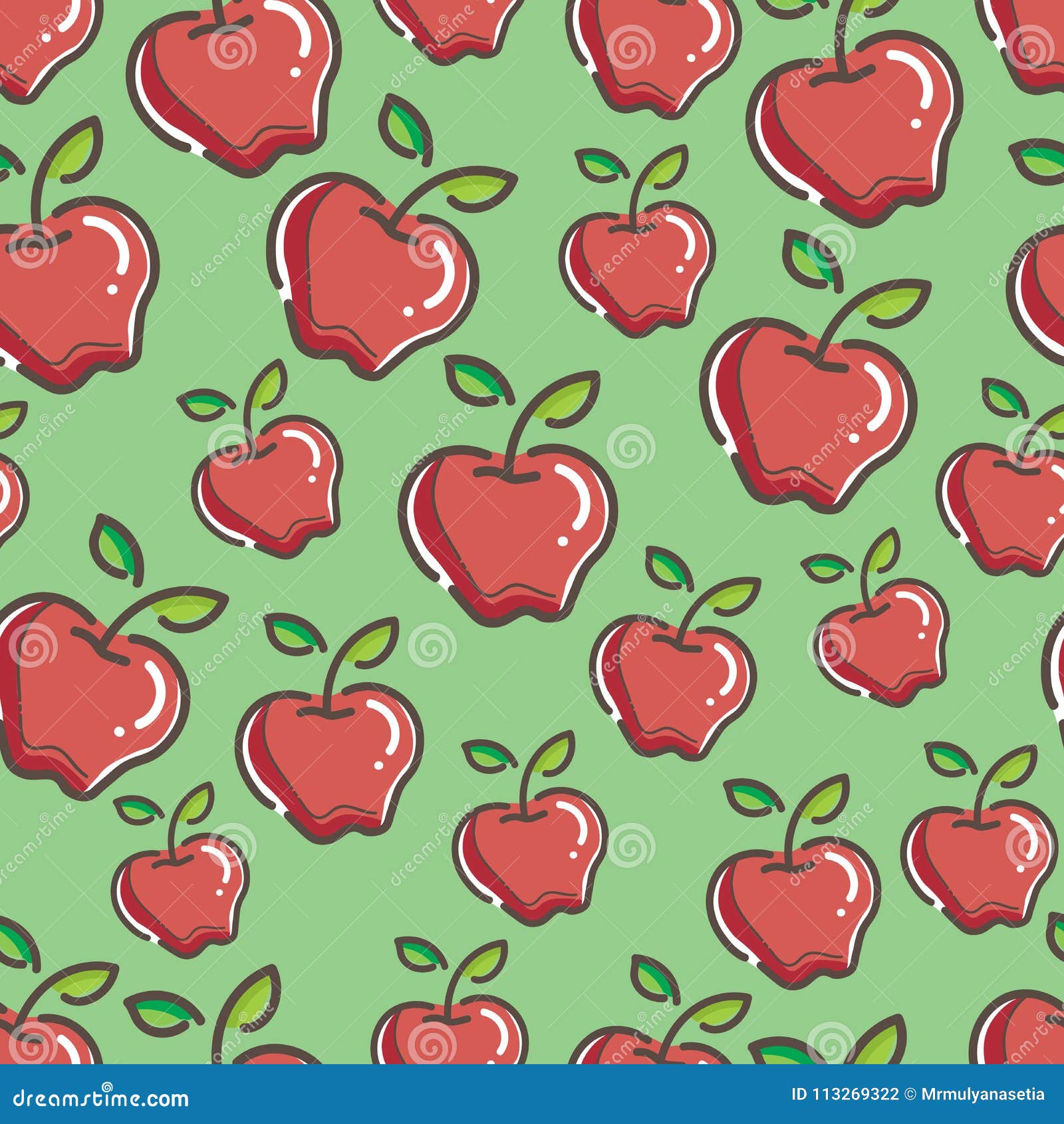Seamless Fresh Apple Pattern Colorful Stock Illustration - Illustration ...