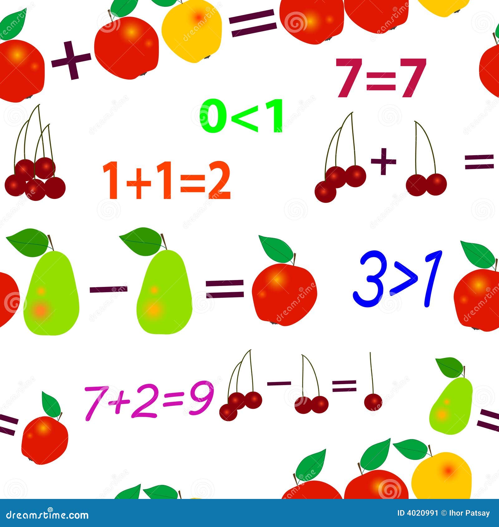 Seamless fruit mathematics stock vector. Illustration of formula - 4020991