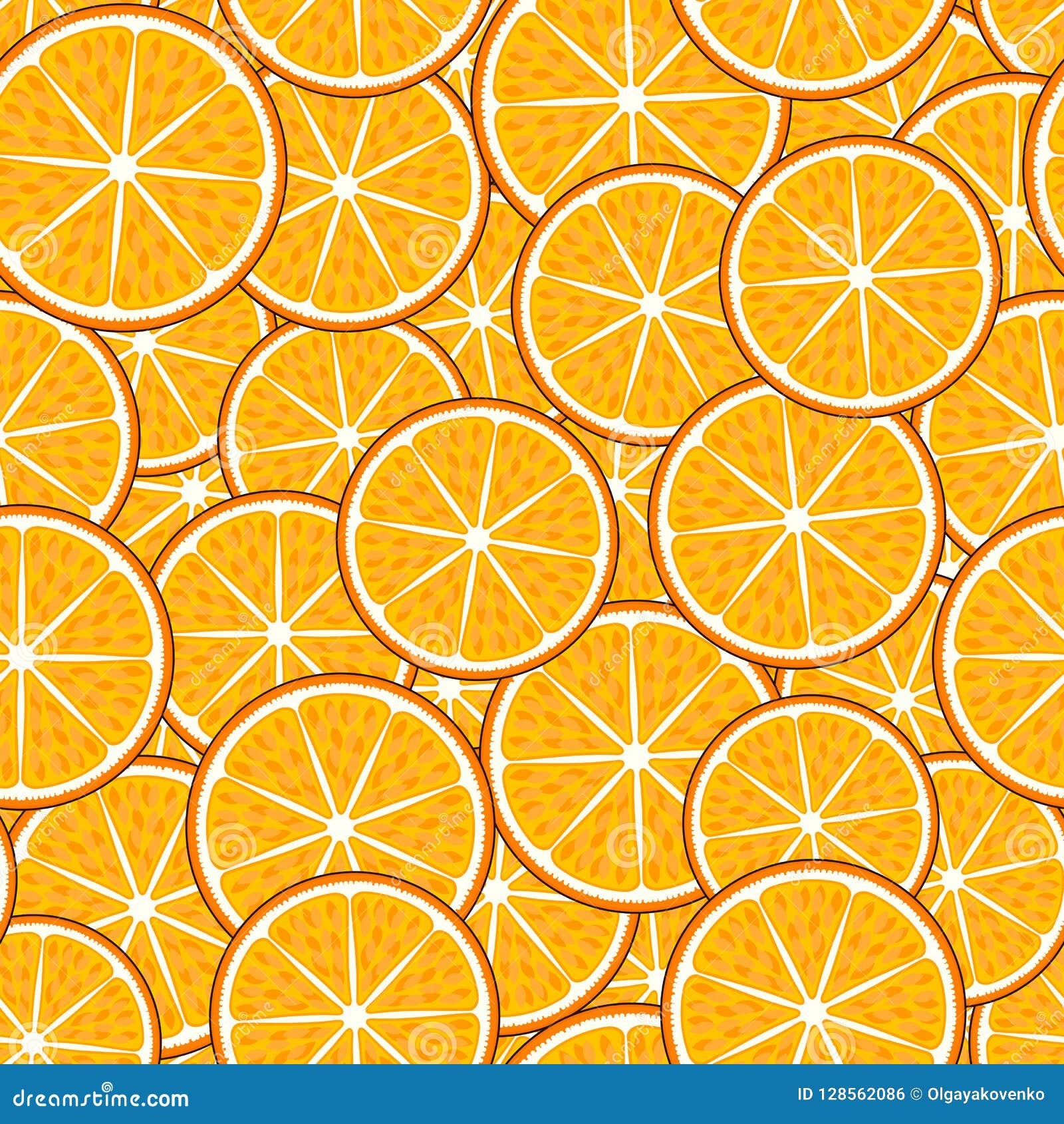 Seamless Fruit Pattern: Orange Slices. Stock Vector - Illustration of ...