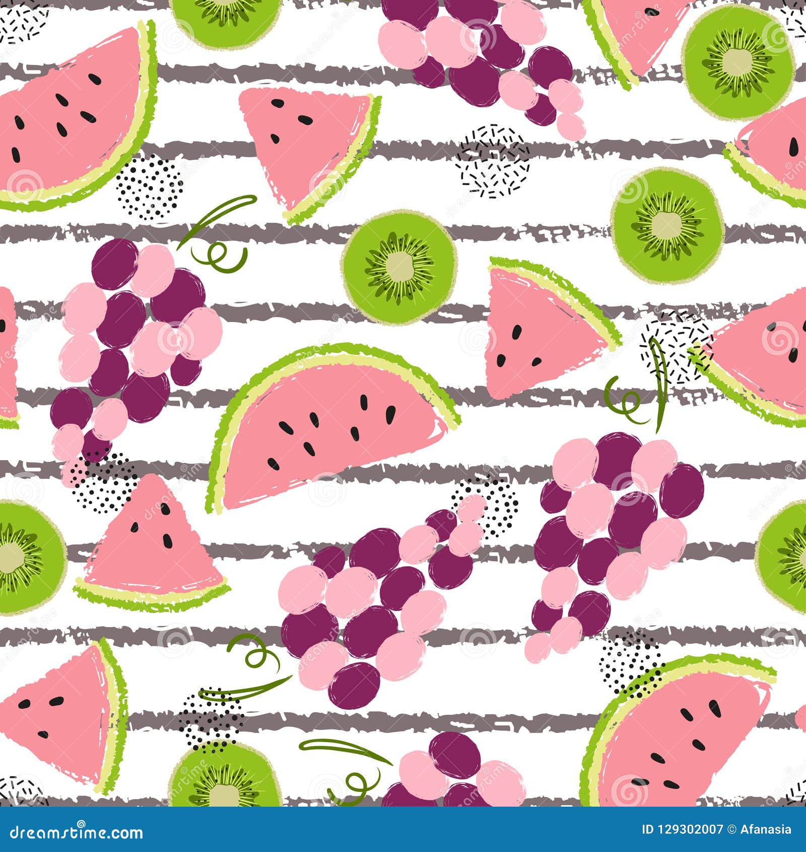 Seamless Fruit Pattern. Vector Background with Juicy Fruits. Stock ...