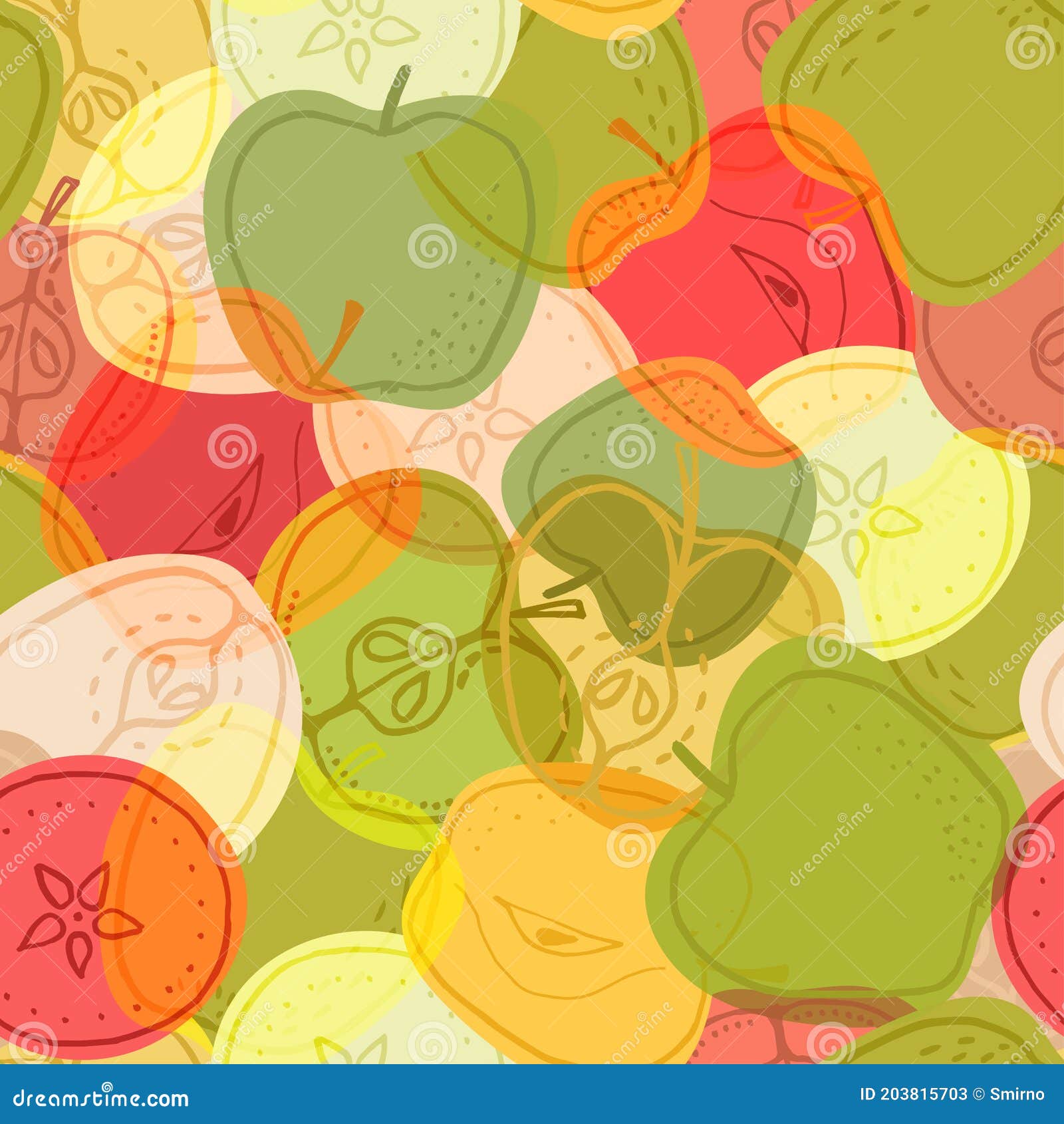 Seamless Fruit Pattern Vector Wallpaper With Sweet Apples Stock Vector