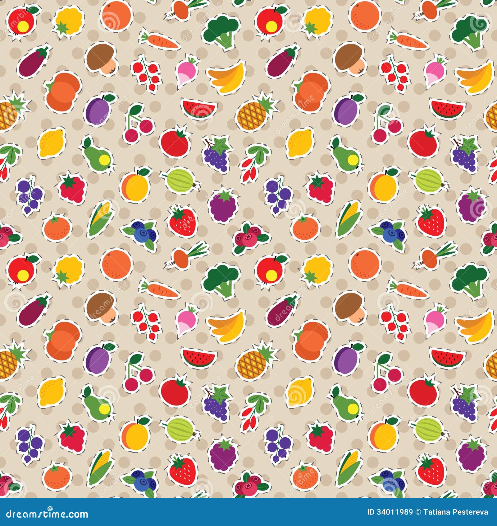 Seamless Fruit and Vegetable Pattern Stock Vector - Illustration of ...