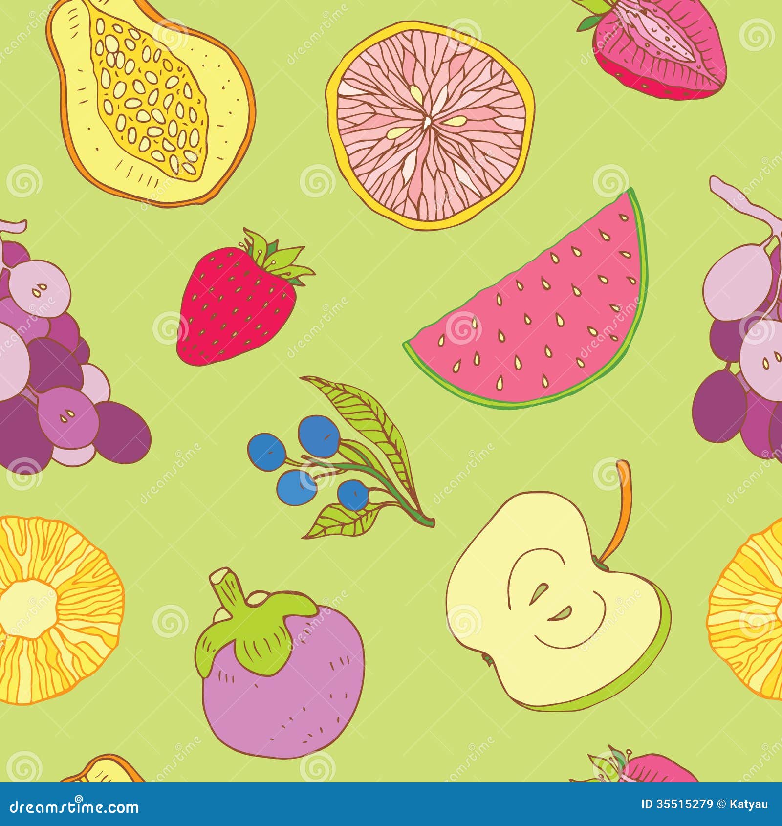 Seamless fruits background stock illustration. Illustration of orange ...