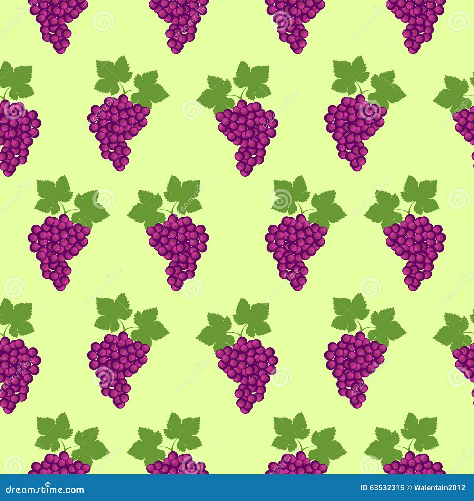 Seamless Fruits Vector Pattern, Bright Color Background with Grapes and ...
