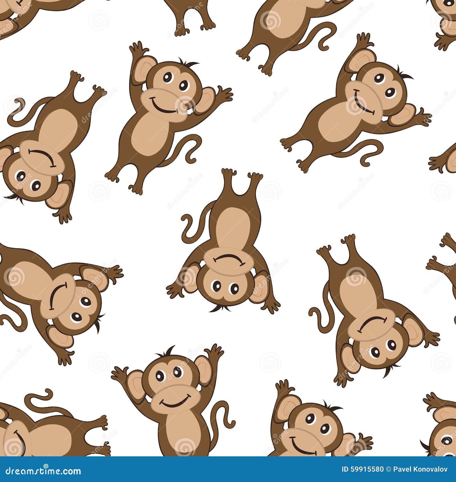 Seamless Funny Cartoon Monkey Stock Vector - Illustration of playful ...