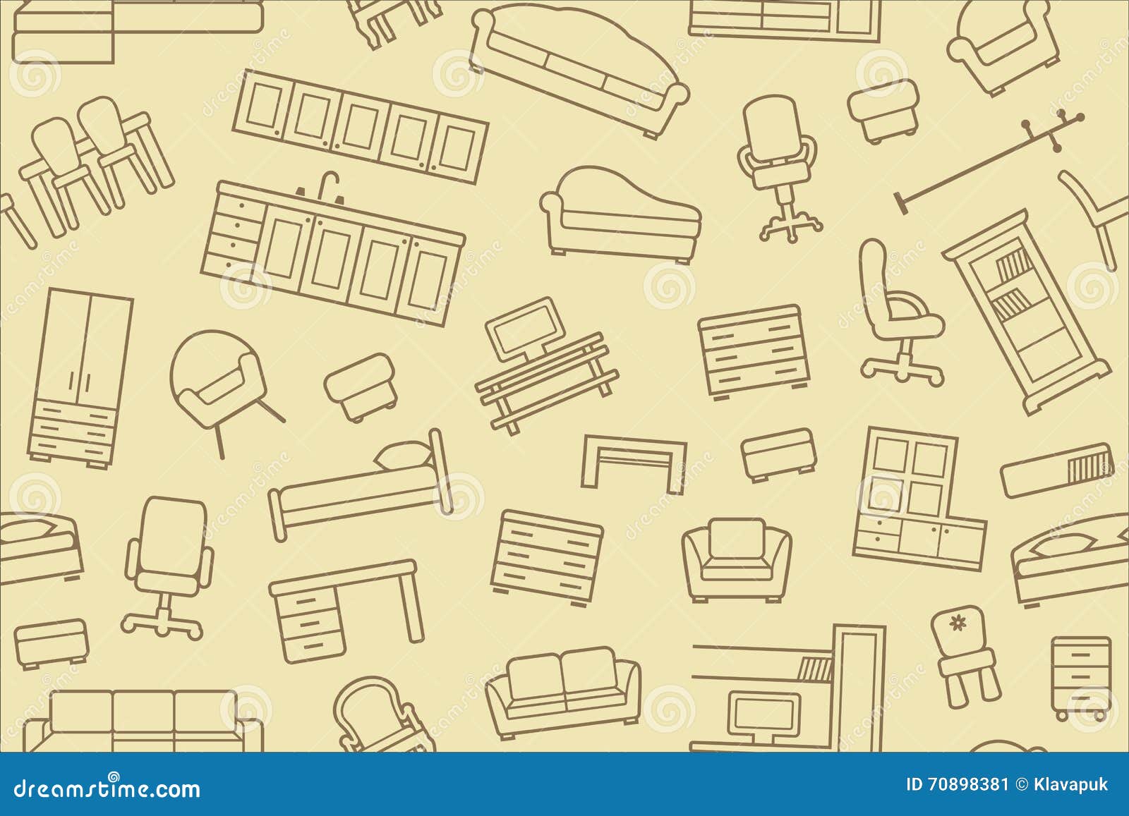 Seamless Furniture Background. Vector Illustration Stock Vector ...