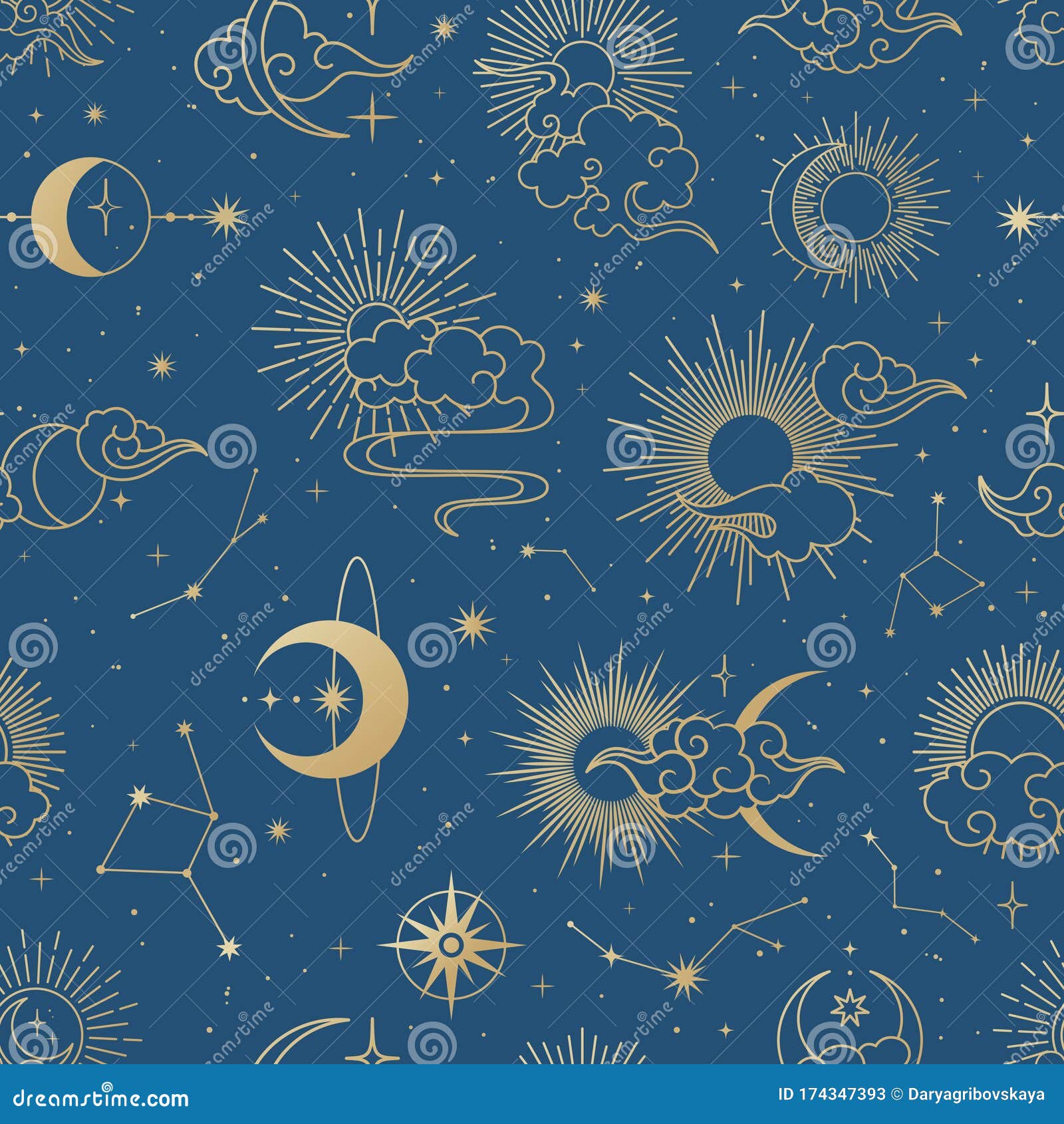 Seamless galaxy pattern stock vector. Illustration of print - 174347393