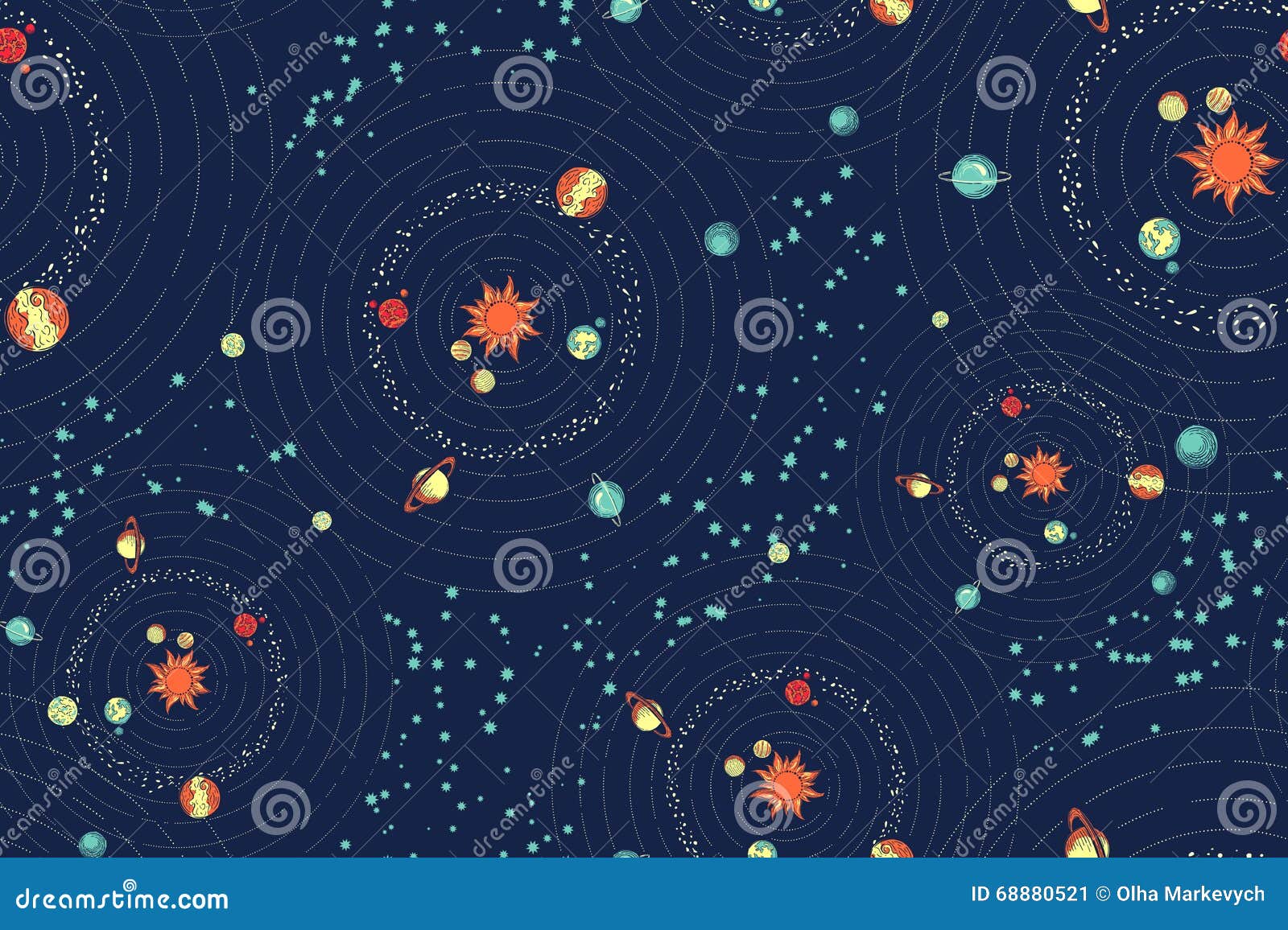 Seamless galaxy pattern stock vector. Illustration of saturn - 68880521