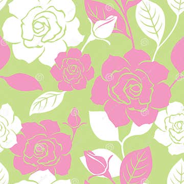 Seamless Garden Rose Pattern Stock Vector - Illustration of petal ...