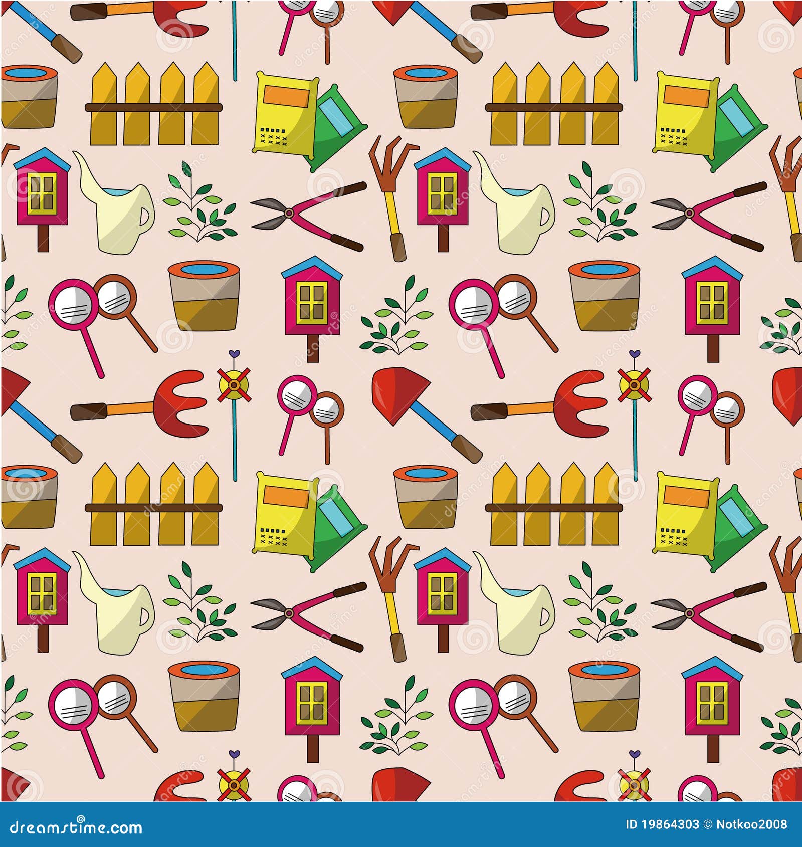 Seamless gardening pattern stock vector. Illustration of comic - 19864303