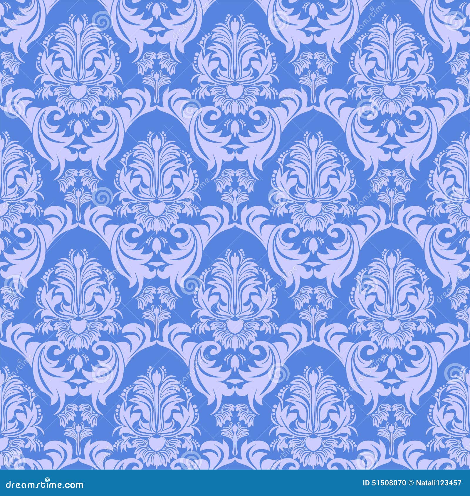 Seamless Gently-blue Damask Wallpaper for Design. Stock Vector ...