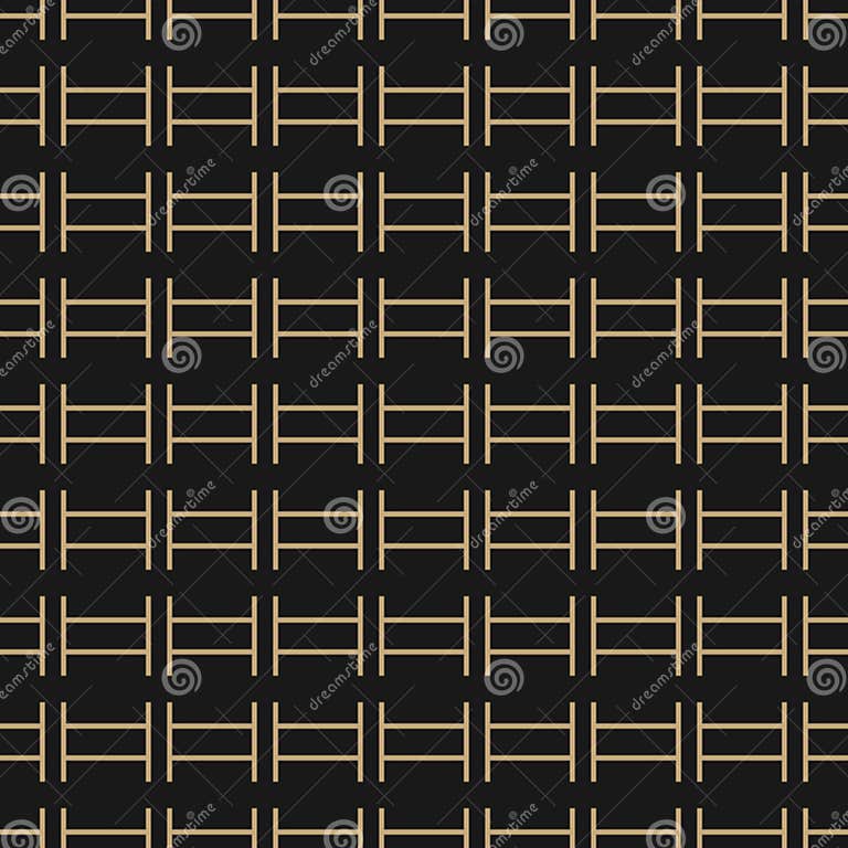 Seamless Geo Vector Pattern with Black Shapes. Simple Gold Linear ...