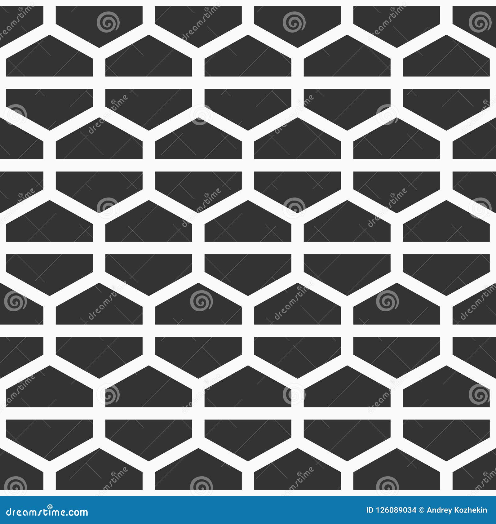 Seamless Geometric Abstract Pattern of Hexagons, Divided into Two Parts ...