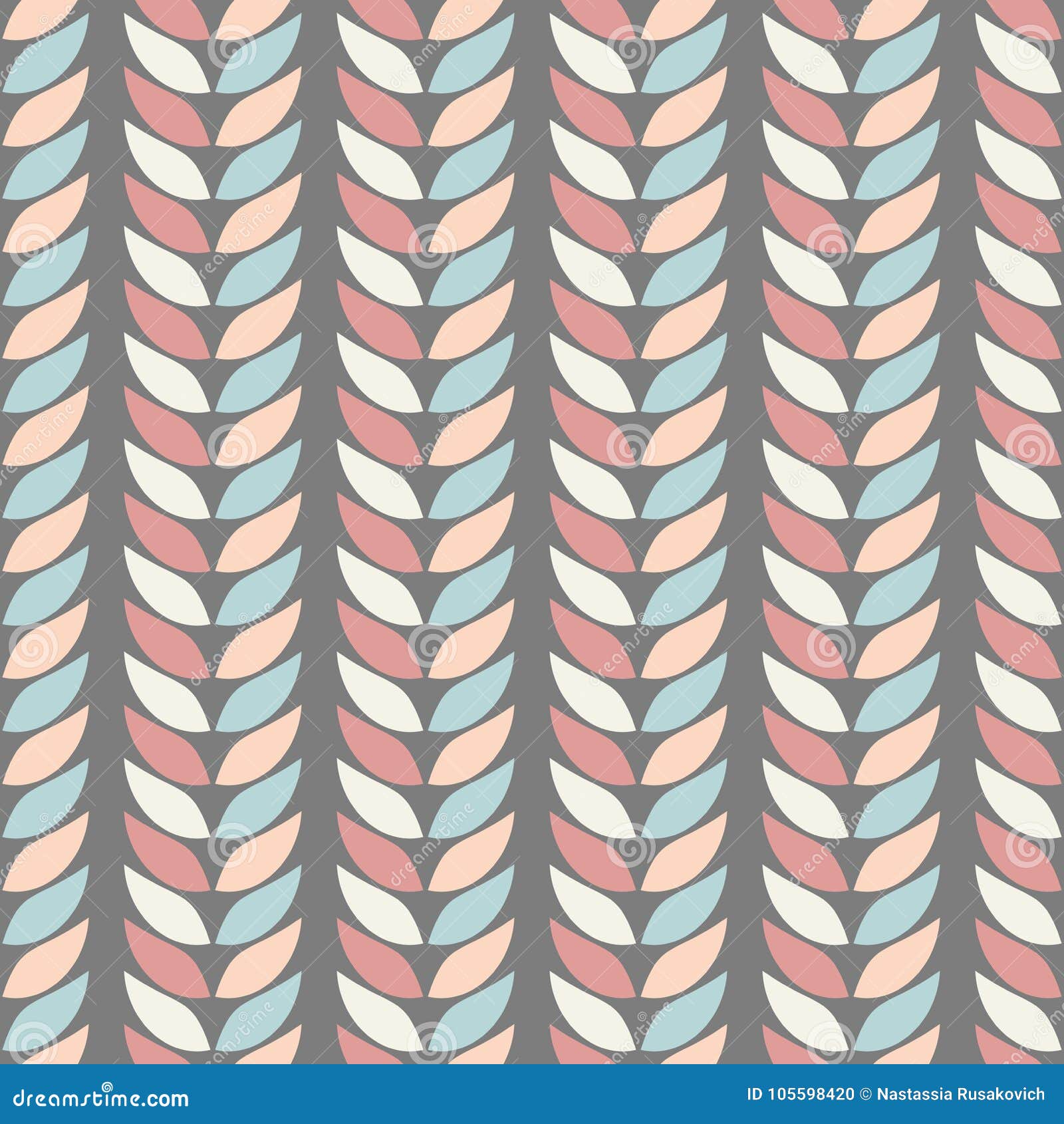 Seamless Geometric Background Patterns Of Leaves In Pastel Colours On A ...