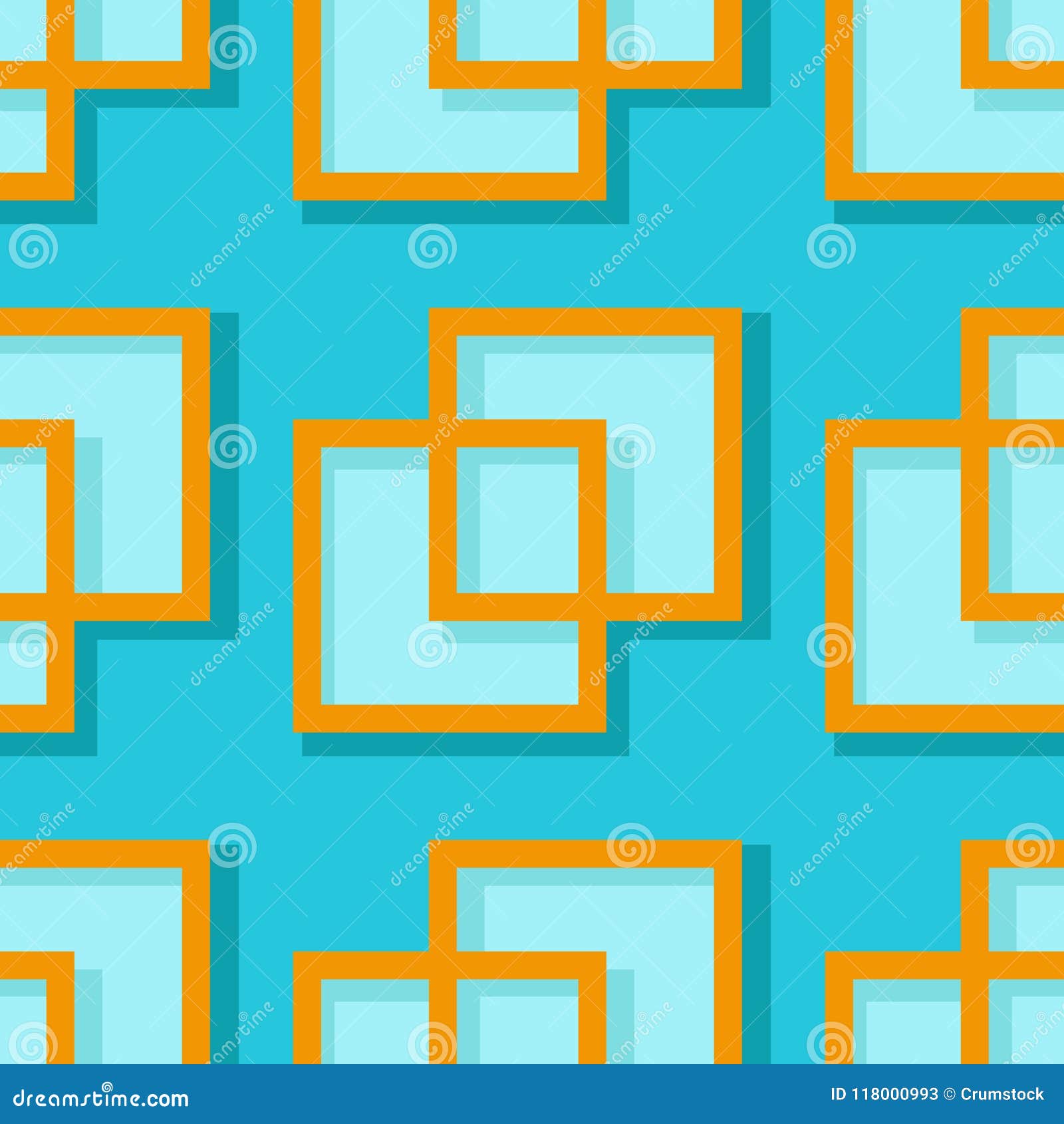 Seamless Geometric Background with Square Elements. Blue and Orange 3d ...