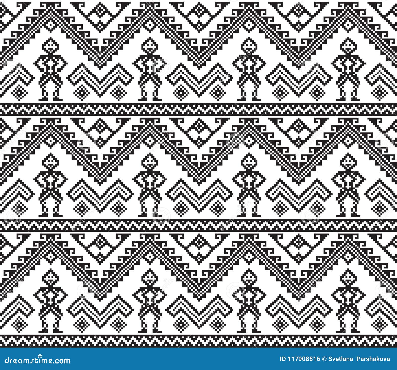 Seamless Geometric Black Ethnic Pattern Stock Vector - Illustration of ...
