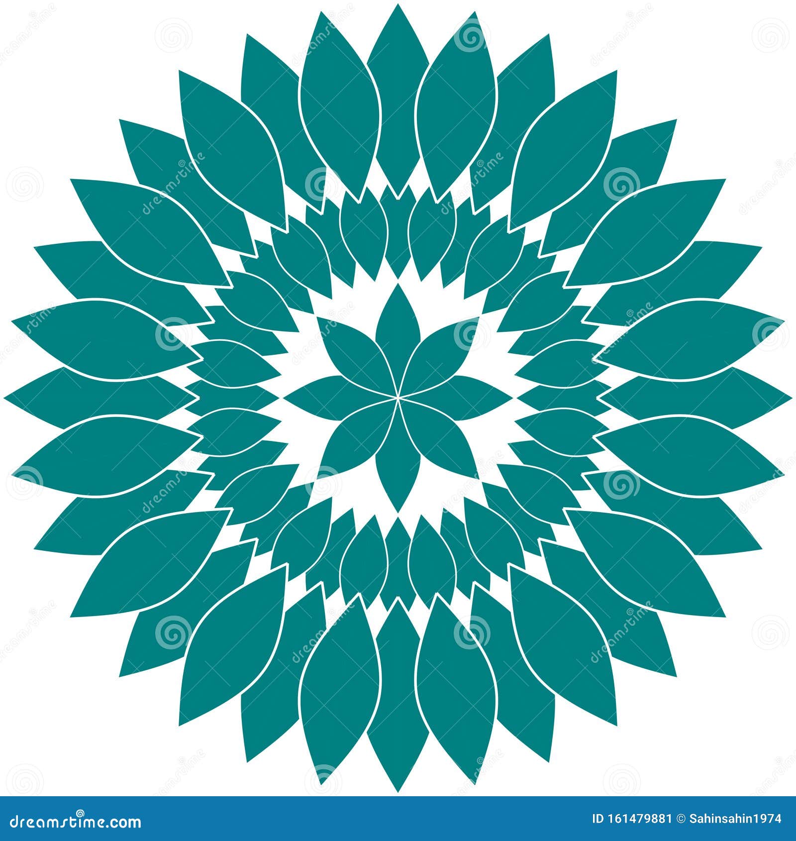 Seamless Geometric Blue Flower Shaped Pattern on White Background ...
