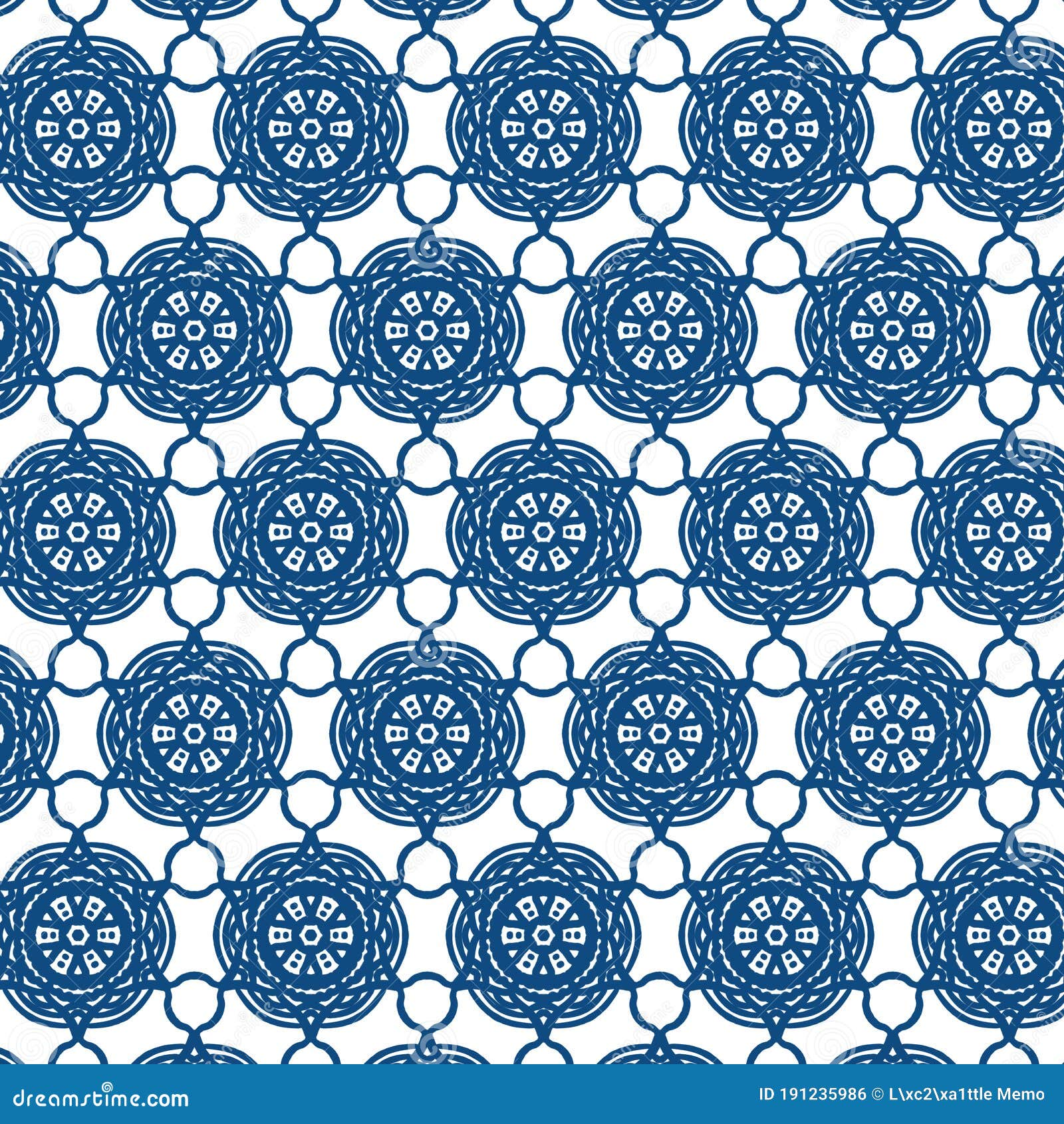 Seamless Geometric Blue Mandala Pattern in Classic Style. Stock ...