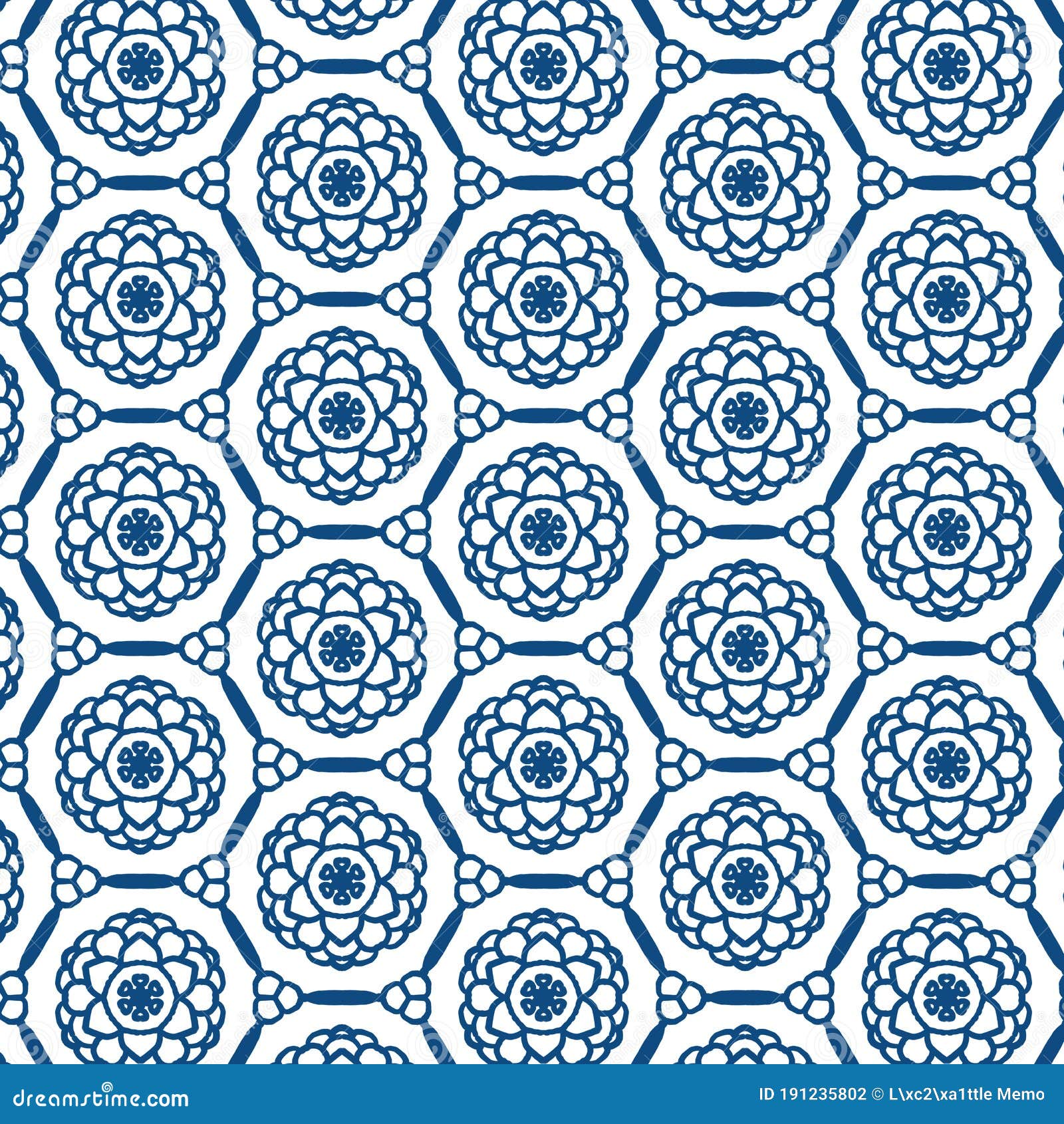 Seamless Geometric Blue Mandala Pattern in Classic Style. Stock ...