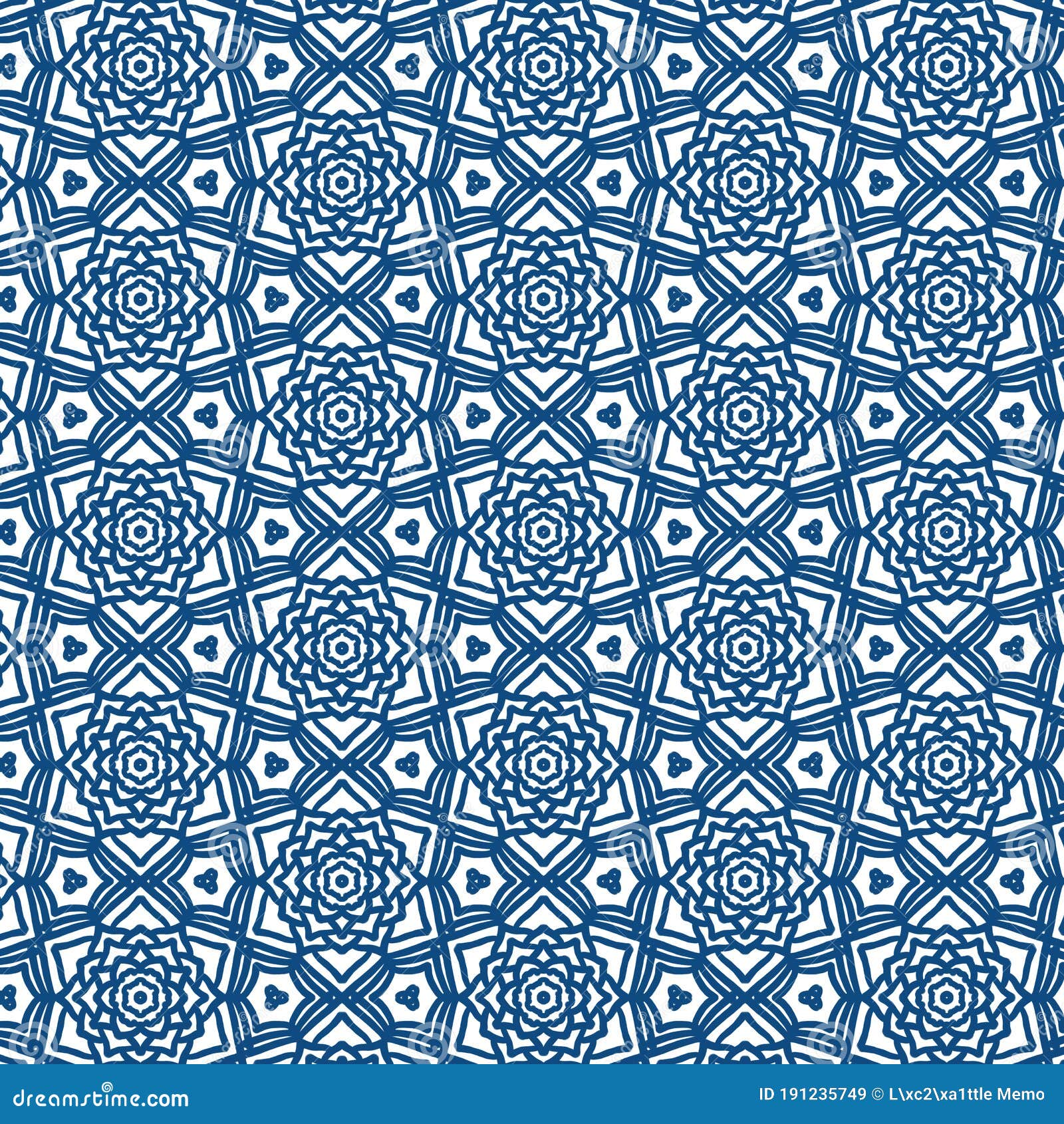 Seamless Geometric Blue Mandala Pattern in Classic Style. Stock ...